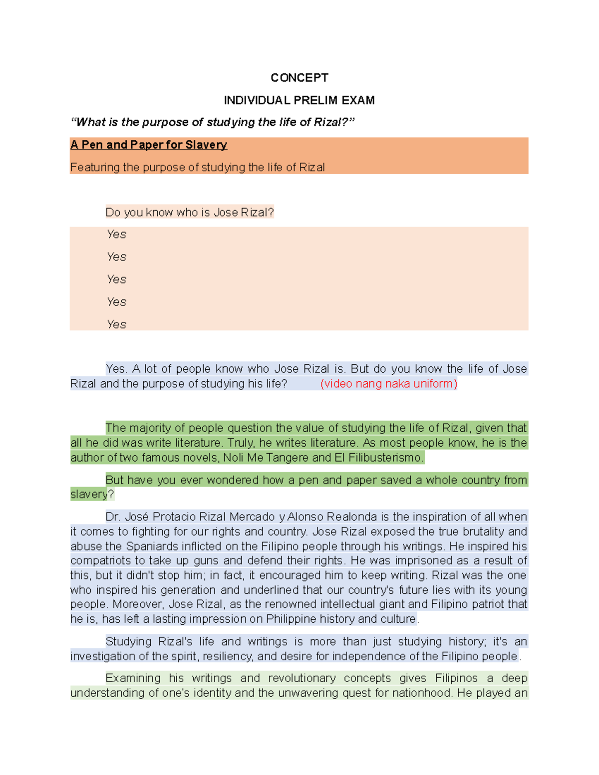 Concept Onlyyy Prelim EXAM - CONCEPT INDIVIDUAL PRELIM EXAM “What is ...