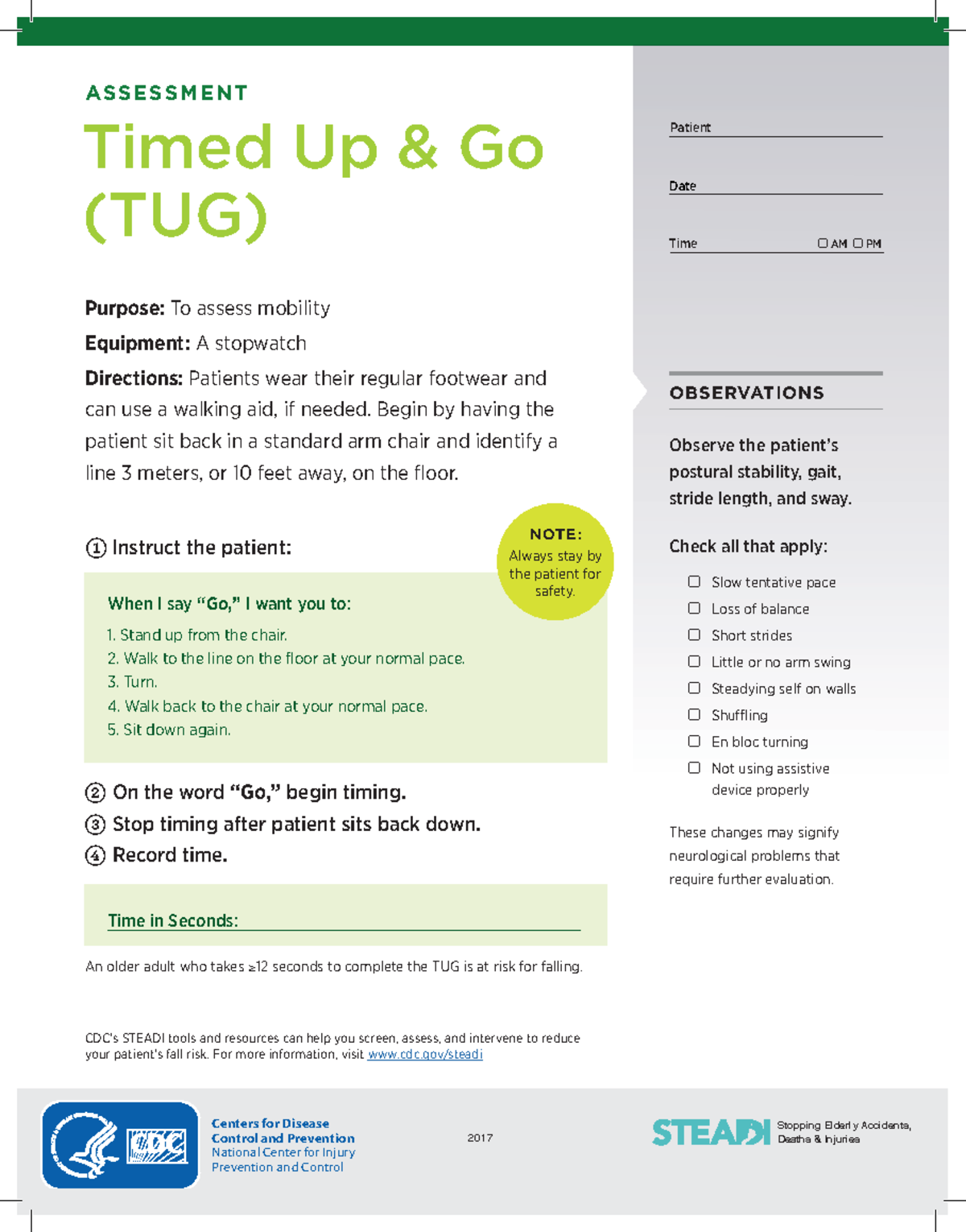 TUG test-print - Summary Physiotherapy Across the Lifespan - 2017 ...