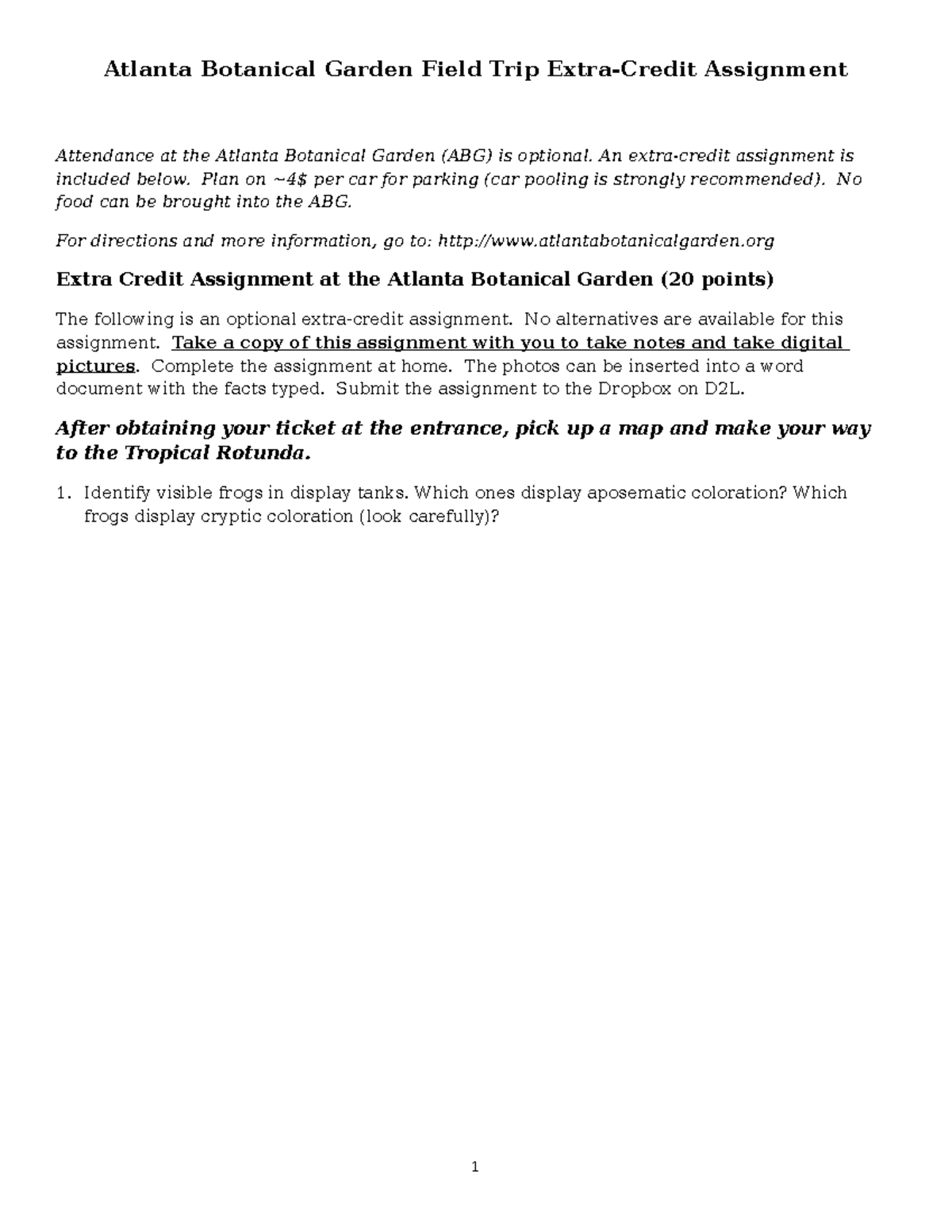 Atlanta Botanical Garden Field Trip Assignment - Atlanta Botanical ...