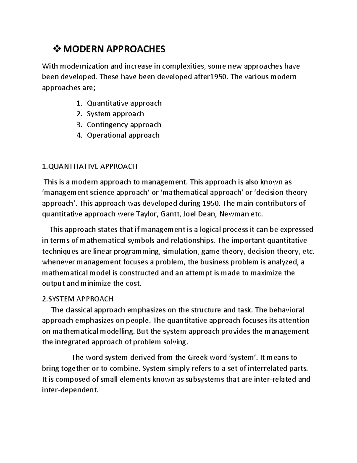 EVOLUTION OF MANAGEMENT THOUGHT-Modern Approaches - MODERN APPROACHES ...