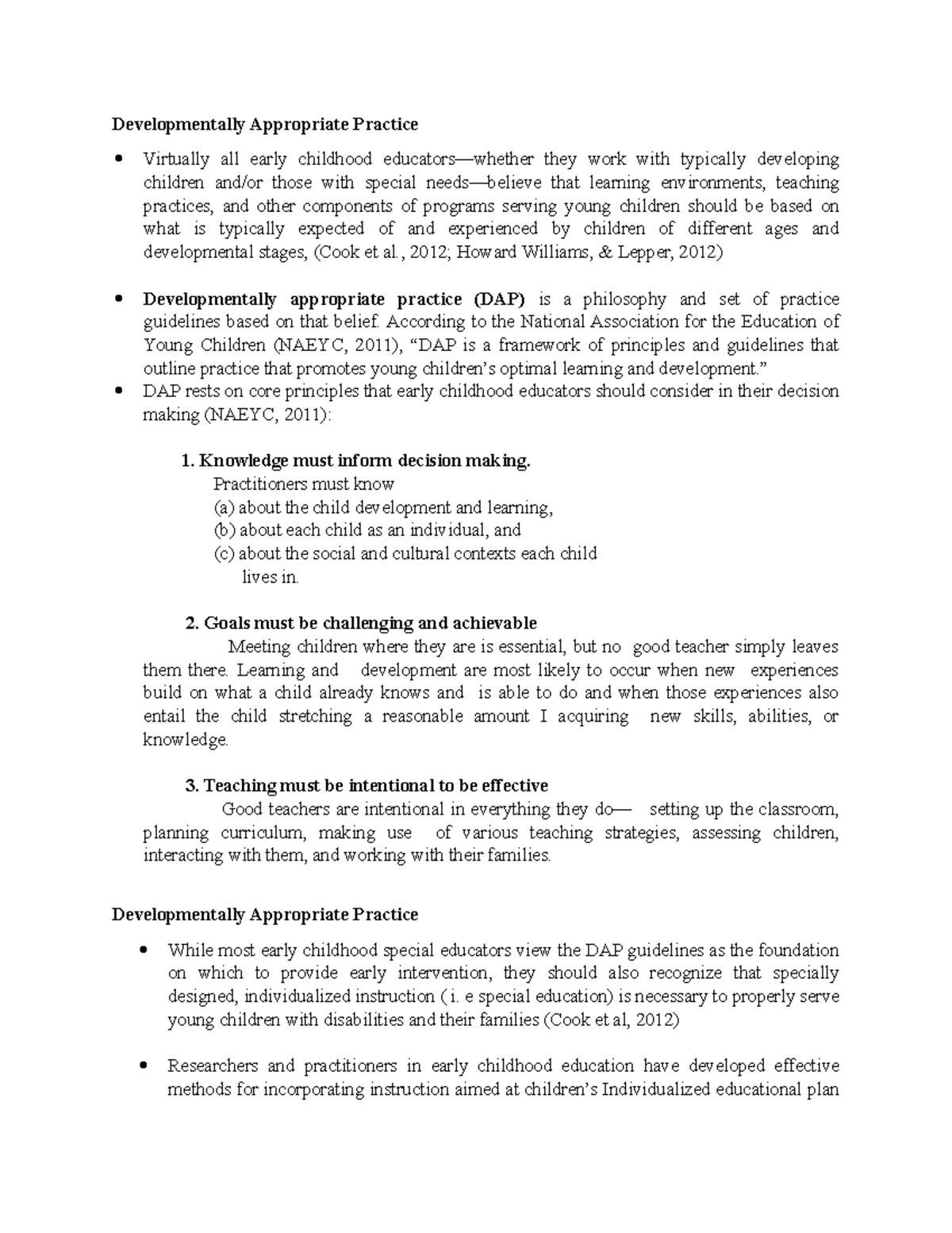 Concepts on Developmentally Appropriate Practice - Developmentally ...