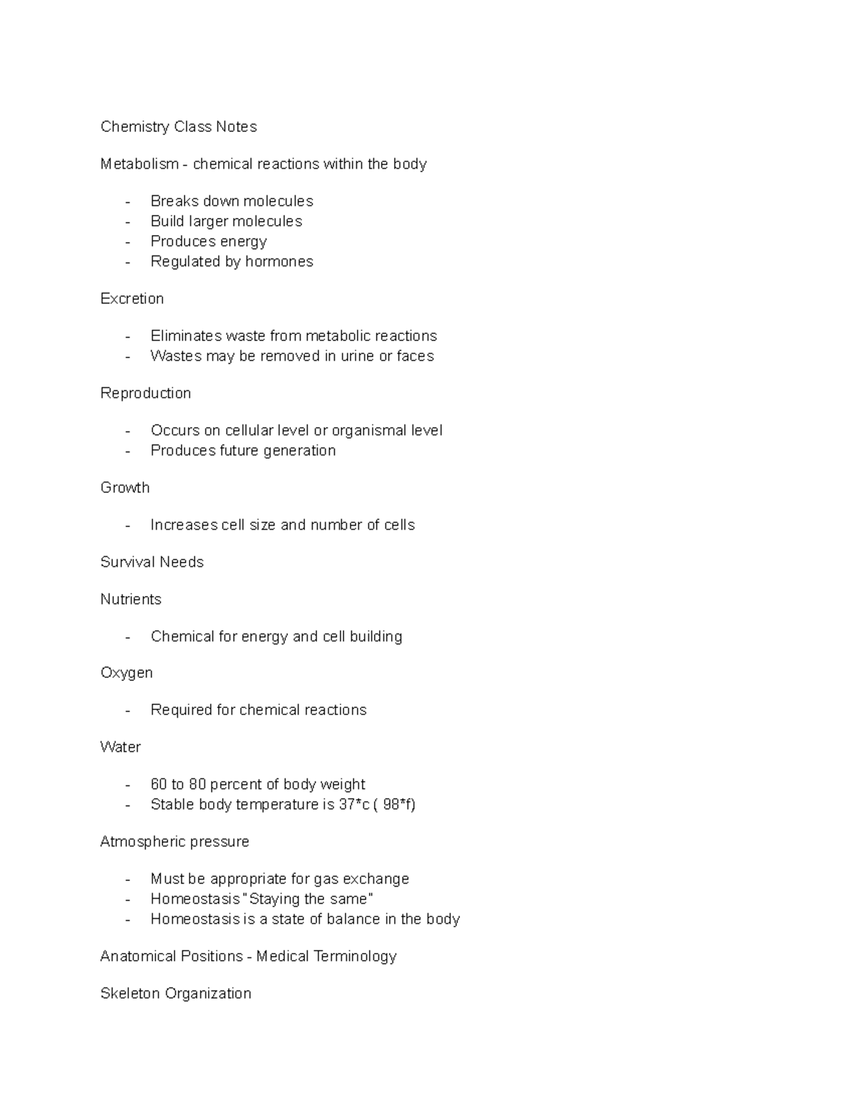 Z5 - Chemistry Notes - Chemistry Class Notes Metabolism - chemical ...