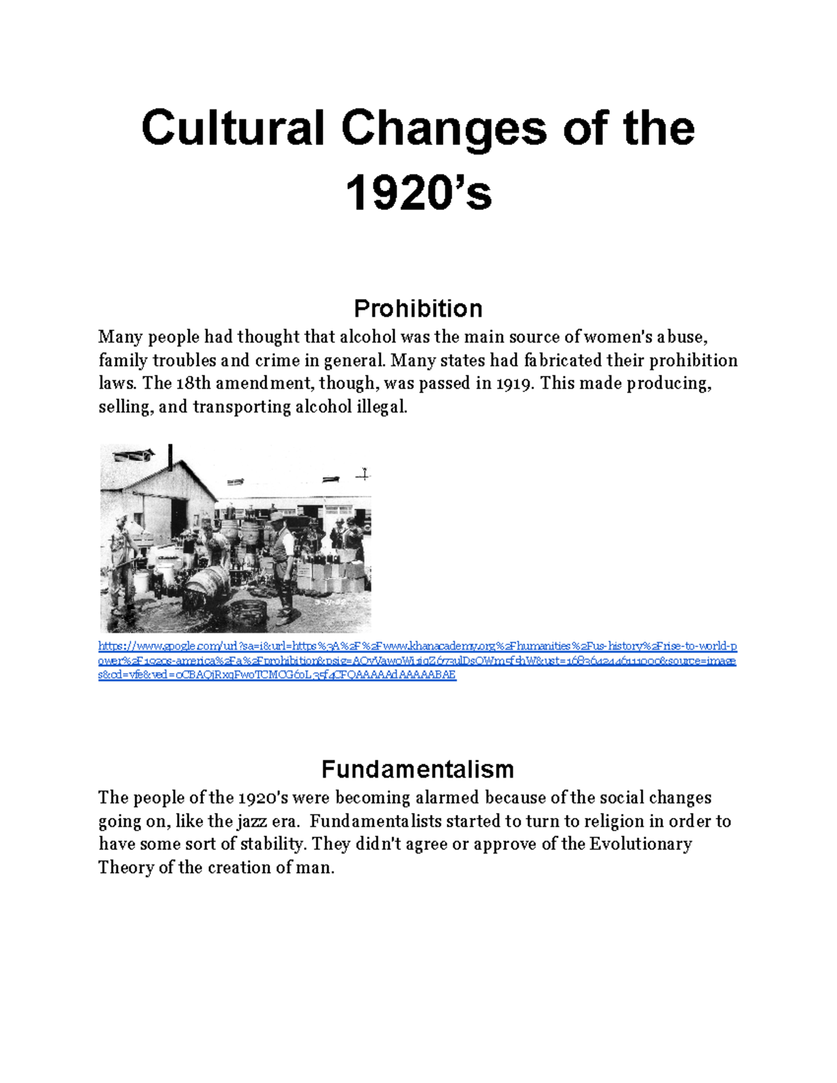 2.06 A Tragic End Assess - Cultural Changes of the 1920’s Prohibition ...