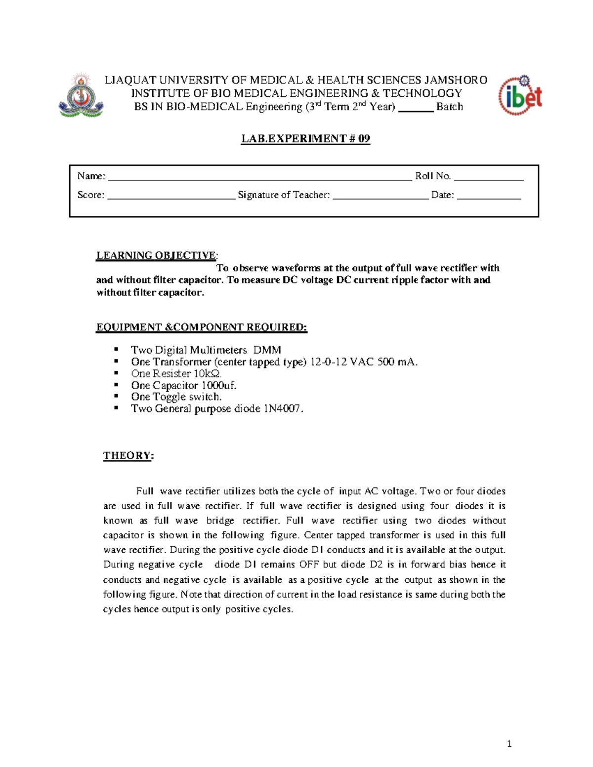 Basic electronics lab 09 - 1 Name ...