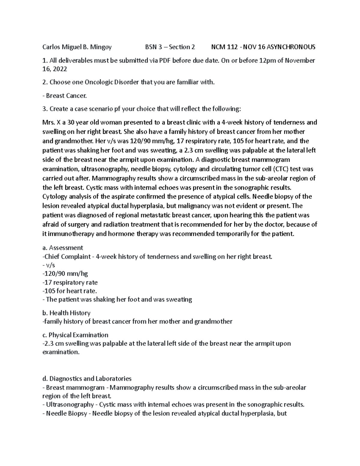 Mingoy BSN 3 – Section 2 - NCM 112 - NOV 16 Asynchronous - Carlos ...