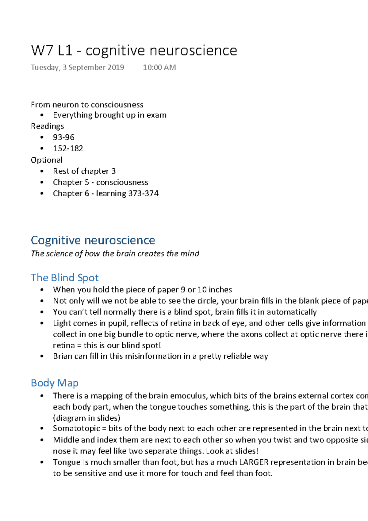 W7 L1 - cognitive neuroscience - Warning: TT: undefined function: 32 From neuron to ...
