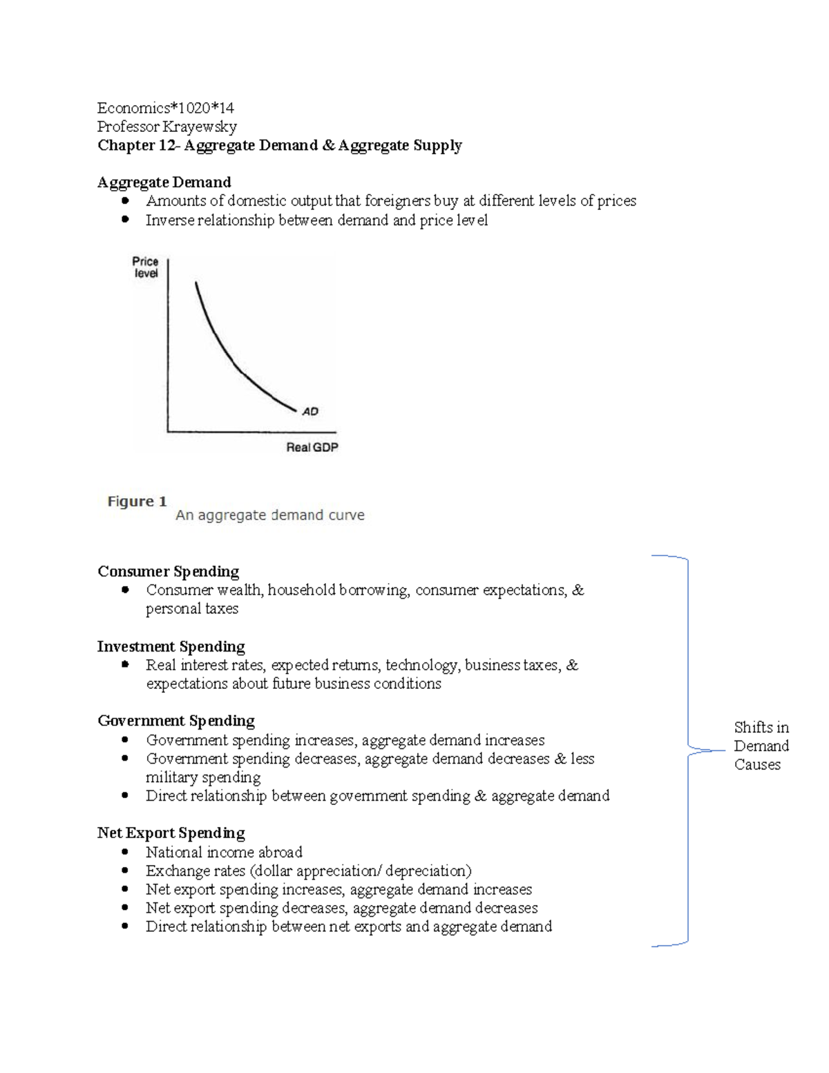 Chapter 12 Notes- Aggregate Demand & Aggregate Supply - Professor ...