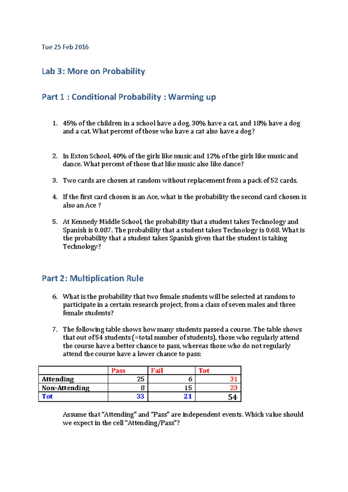 Seminar assignments - Lab 3: more on probability - questions - Tue 25 ...