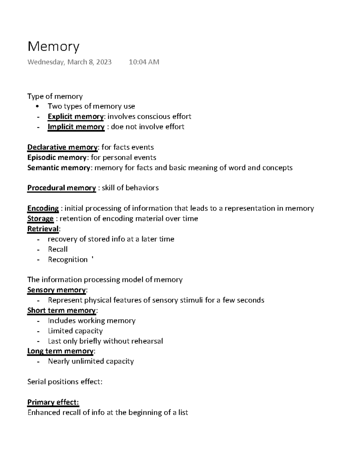 Memory Type Of Memory Two Types Of Memory Use Explicit Memory Involves Conscious Effort