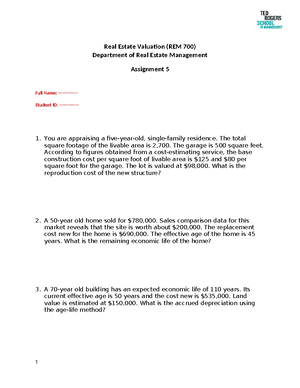 REM620 Lecture 1 - REM 620 Introduction to Real Estate Finance II ...