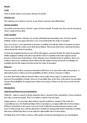 IRAC Criminal Law model exam - Answeres - Model Exam (Criminal Law ...