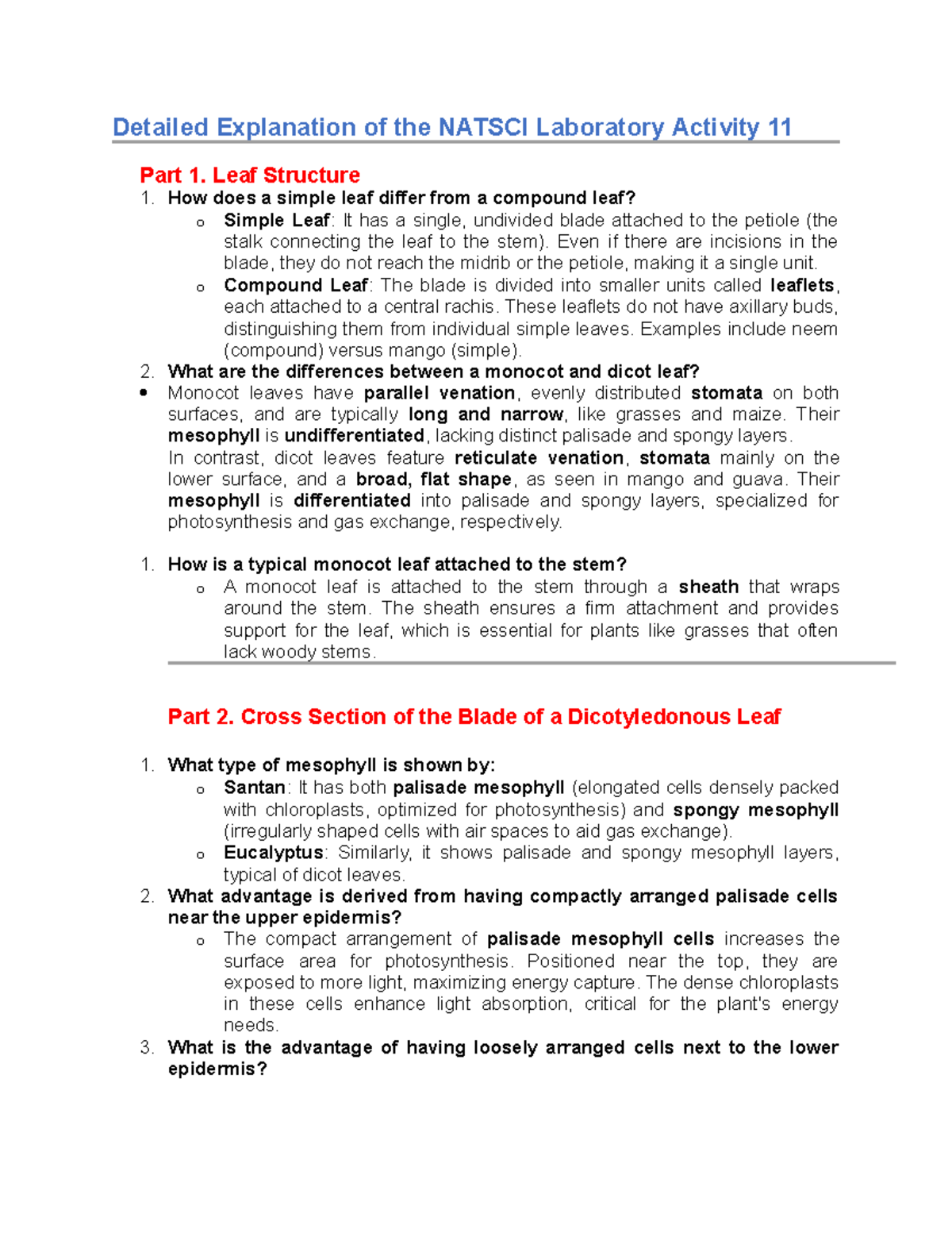 Botany LAB 11 - Detailed Explanation of the NATSCI Laboratory Activity ...