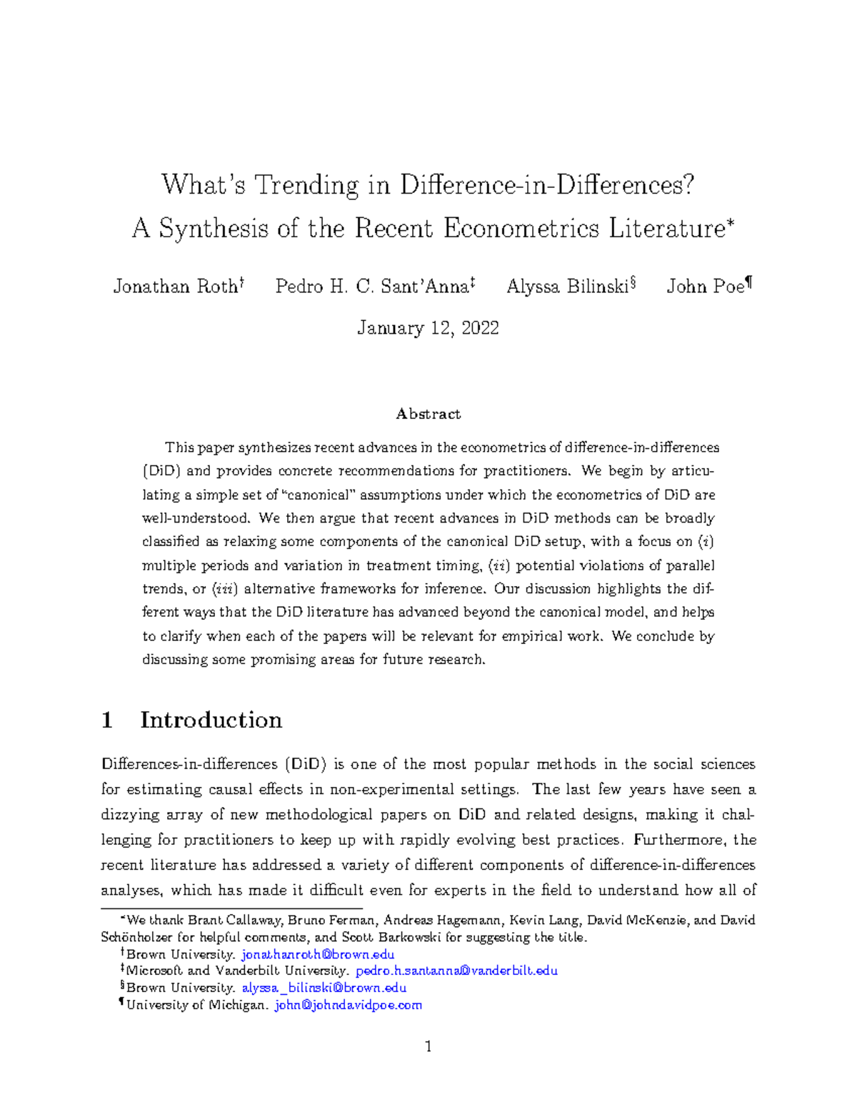 Di D Review Paper - it the DID model - What’s Trending in Difference-in ...