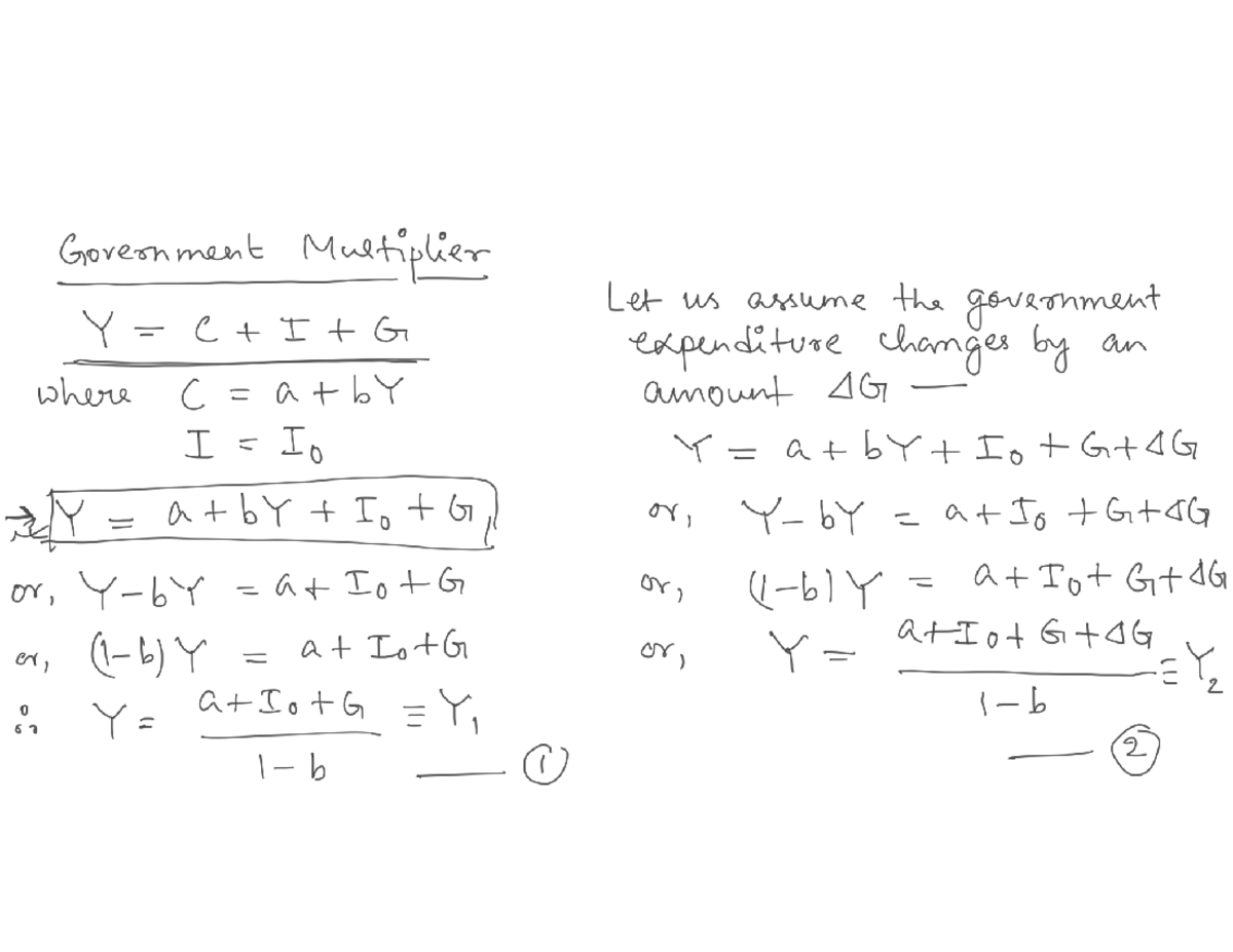 Government and Tax Multiplier Derivation - Economics - Studocu