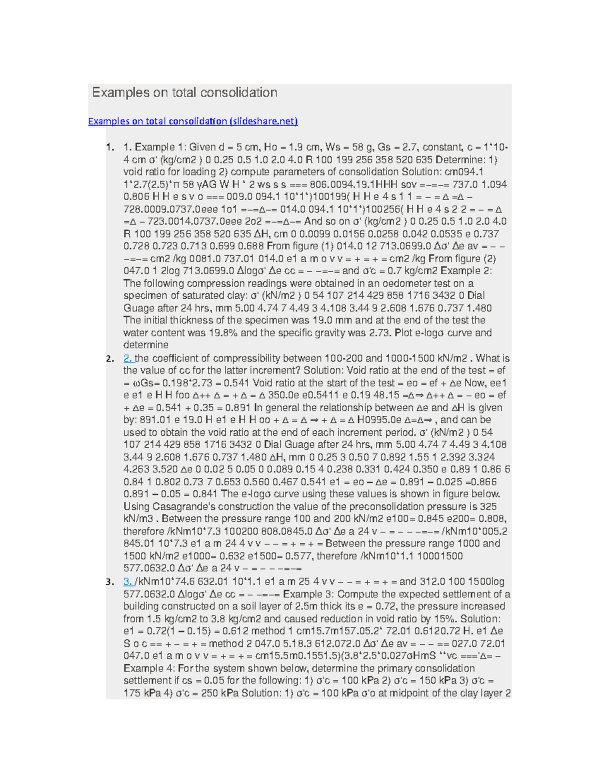 Examples on total consolidation - Examples on total consolidation ...