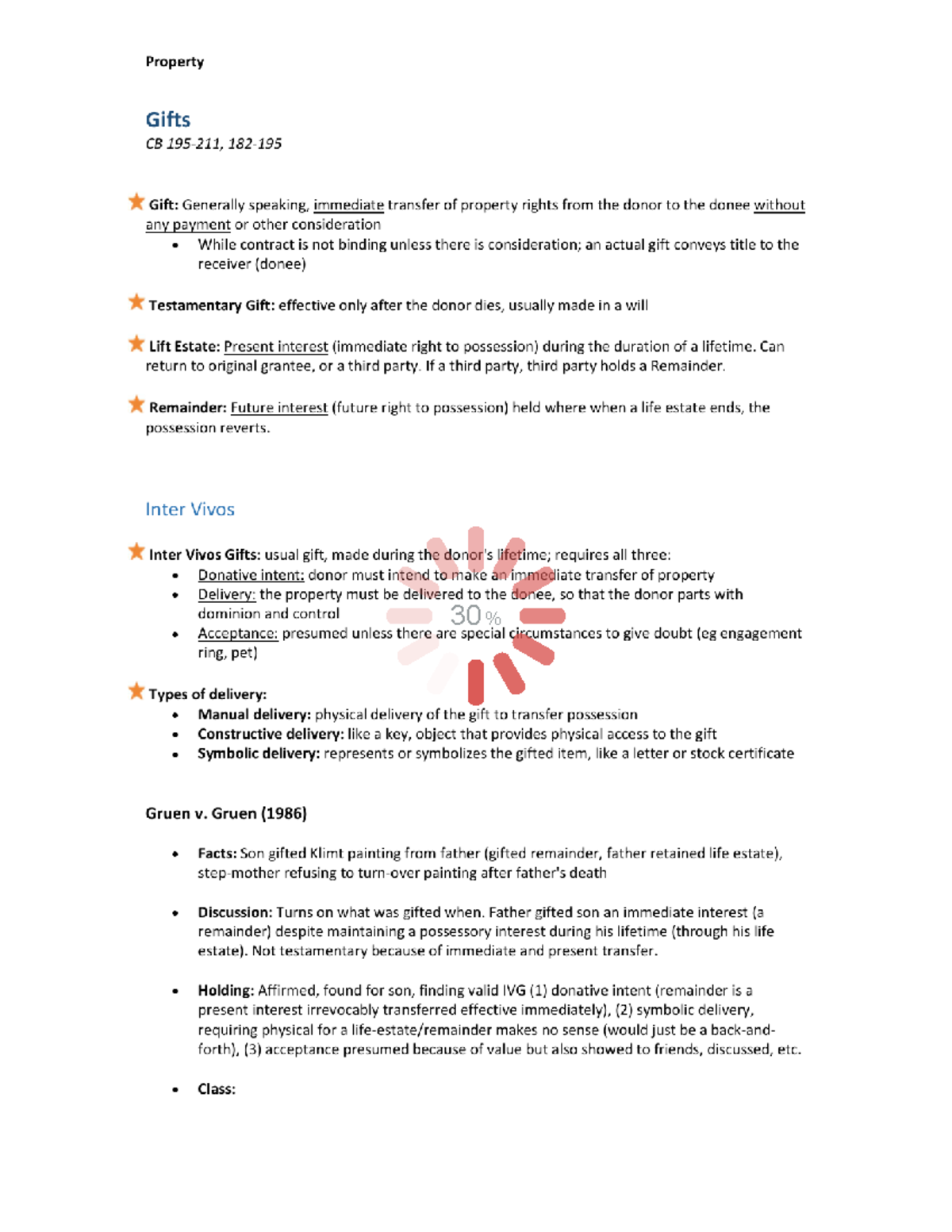 Property - Gifts Summary - PROP 102 - 30 % - Studocu