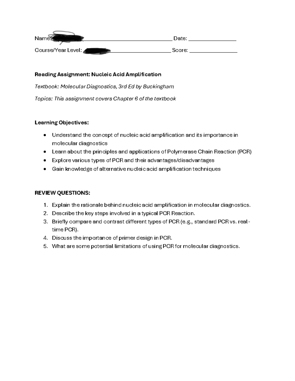 Nucleic Acid Amplification - Name ...