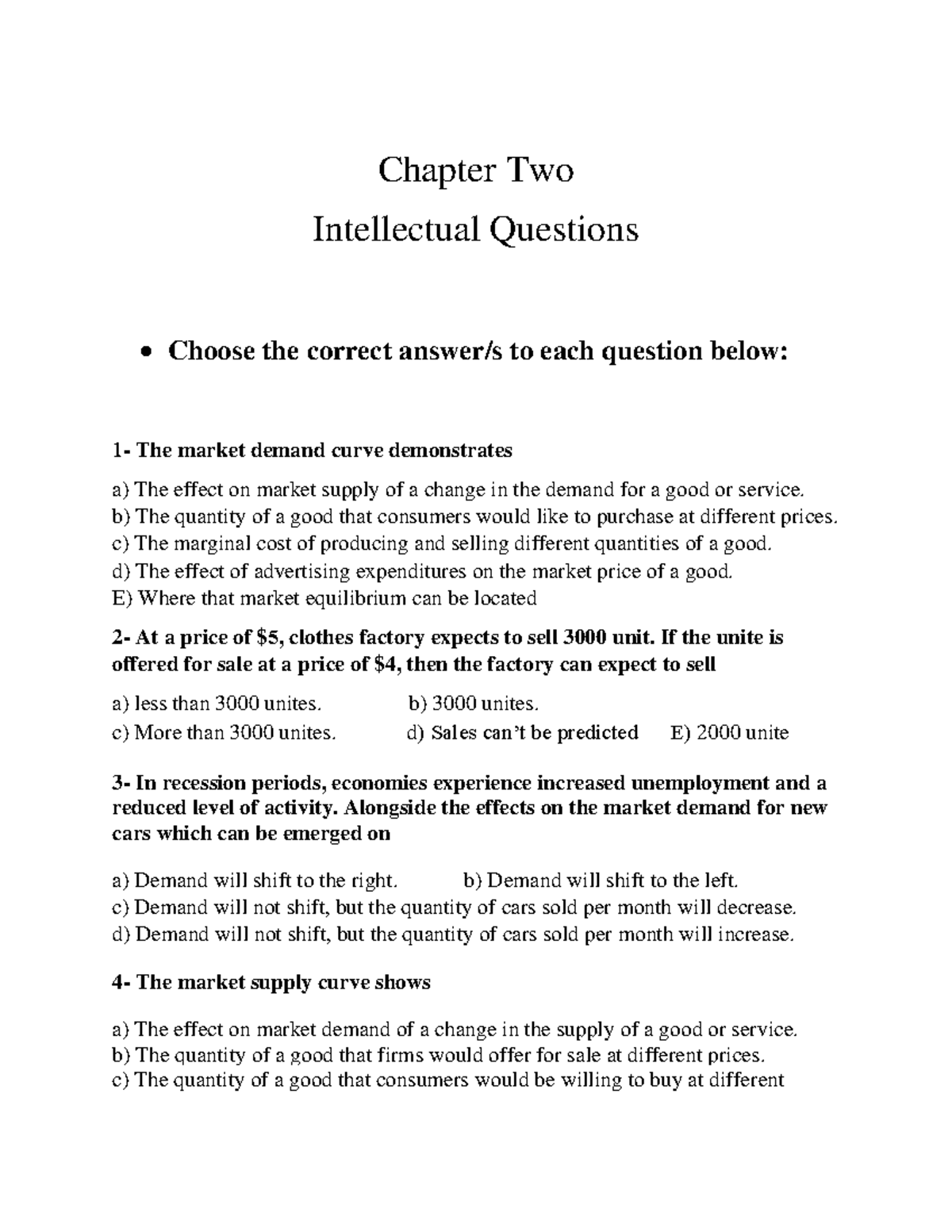 Zeyad ELFiky ( Chapter two - Questions ) - Chapter Two Intellectual Questions • Choose the ...