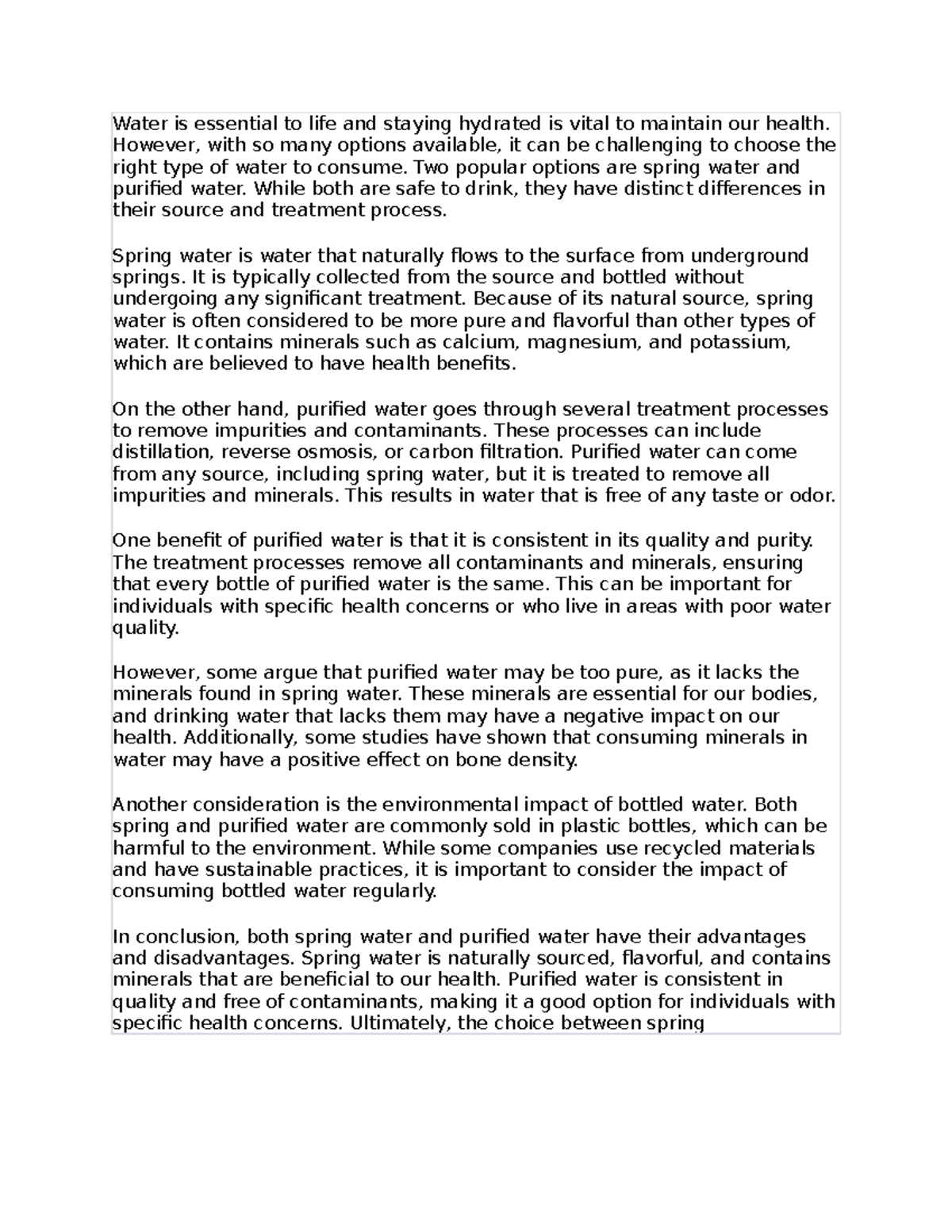 Document water - this will help fellow students with what all needs to ...