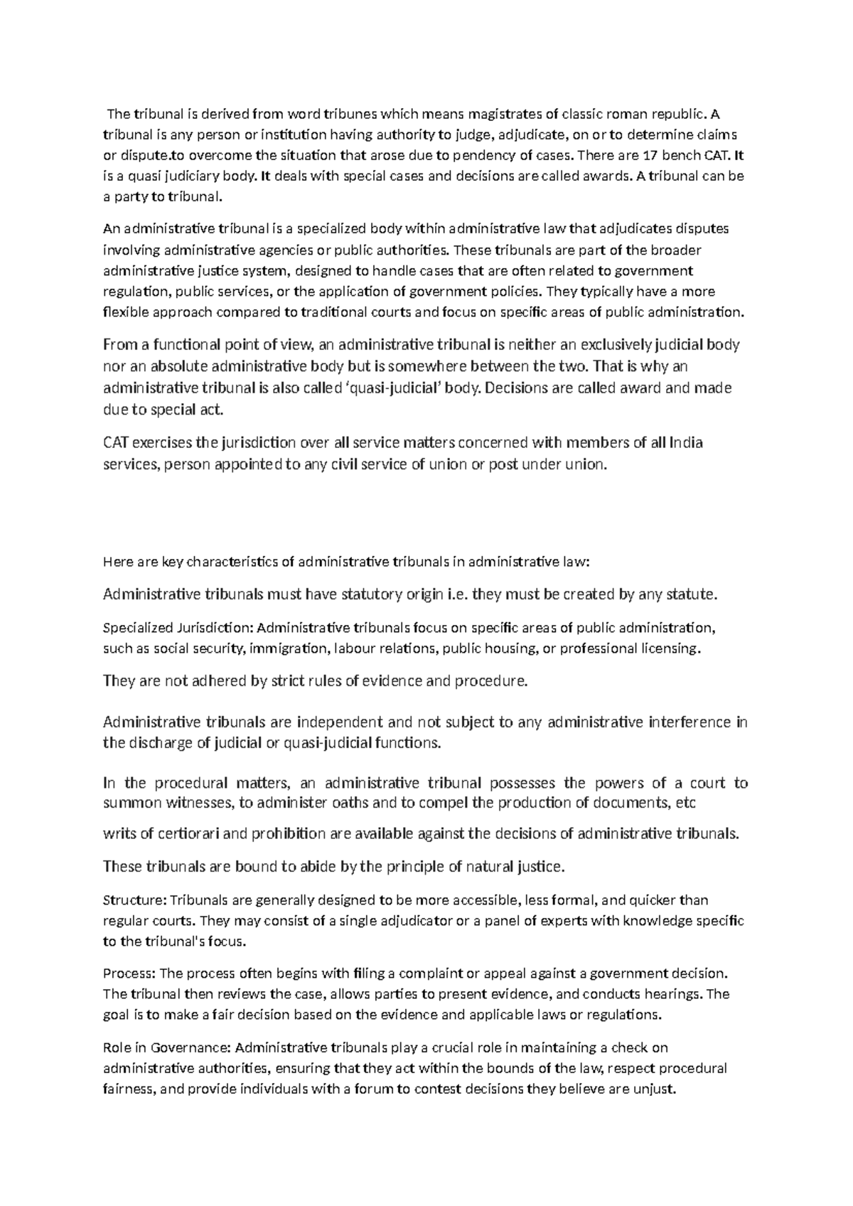 Administrative tribunal final - The tribunal is derived from word ...