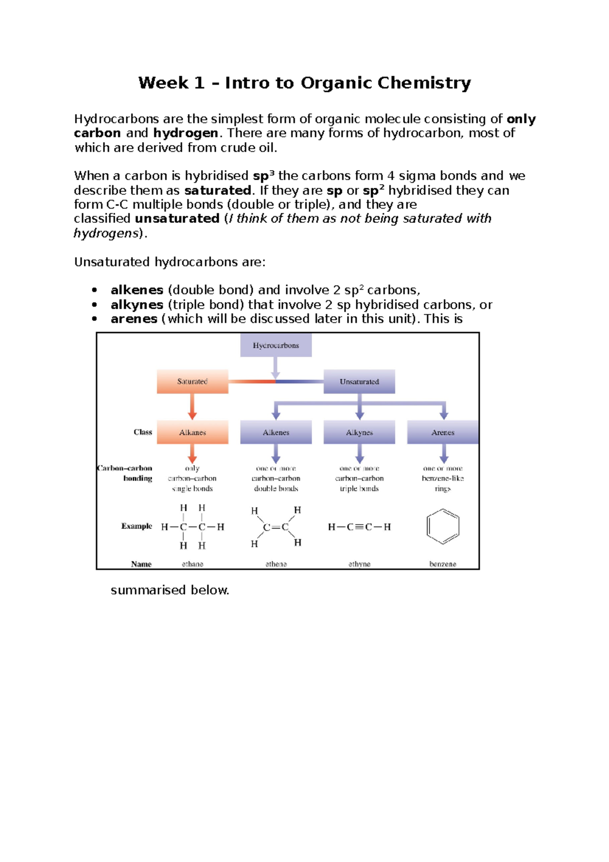 Week 1 - Intro to Organic Chemistry - Week 1 – Intro to Organic ...