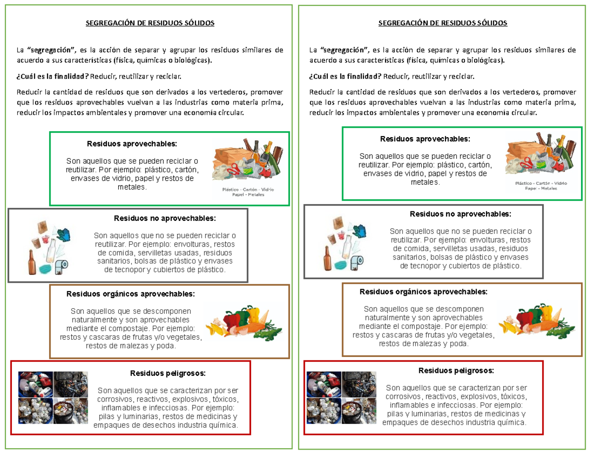 Segregación DE RRSS - Residuos peligrosos: Son aquellos que se ...