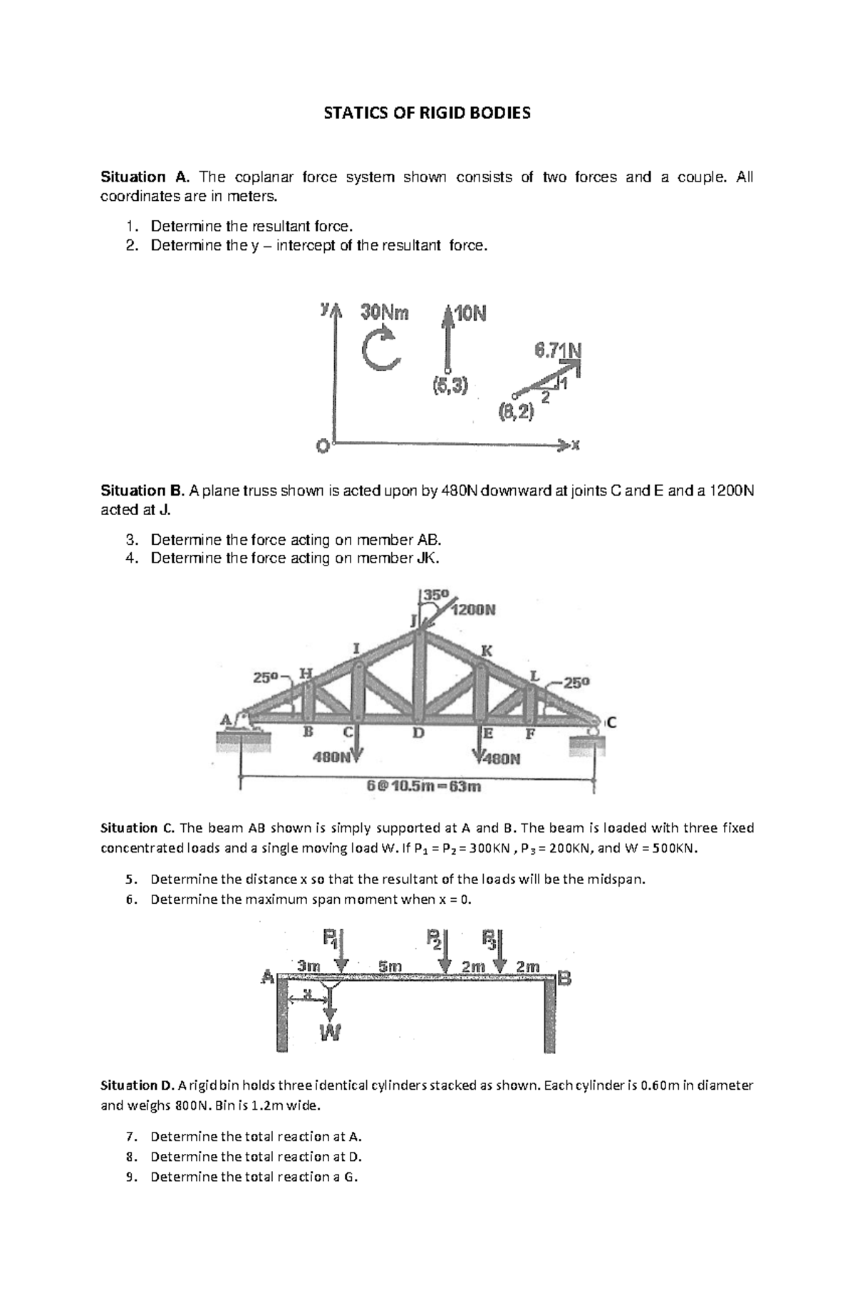 Statics of rigid bodies part 2 - STATICS OF RIGID BODIES Situation A ...
