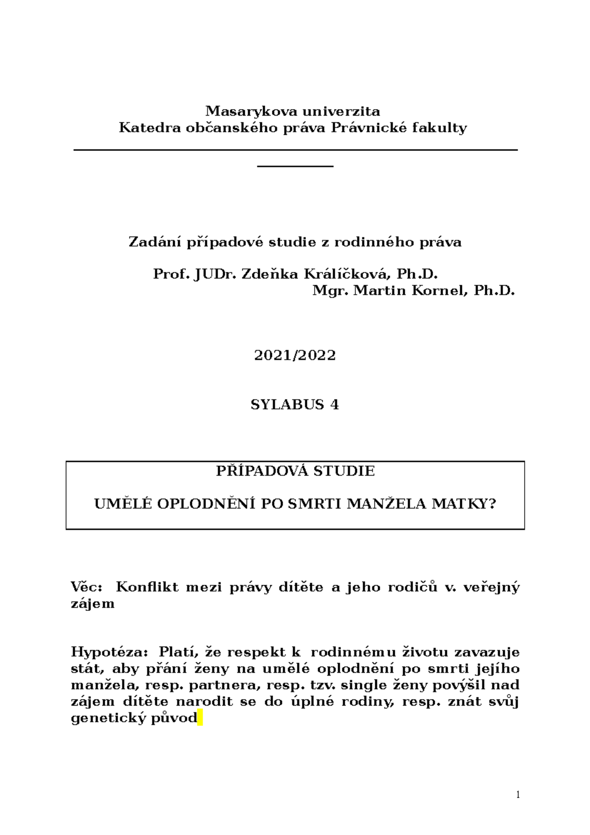 Rodinné právo seminář 4 - MUNI - Studocu