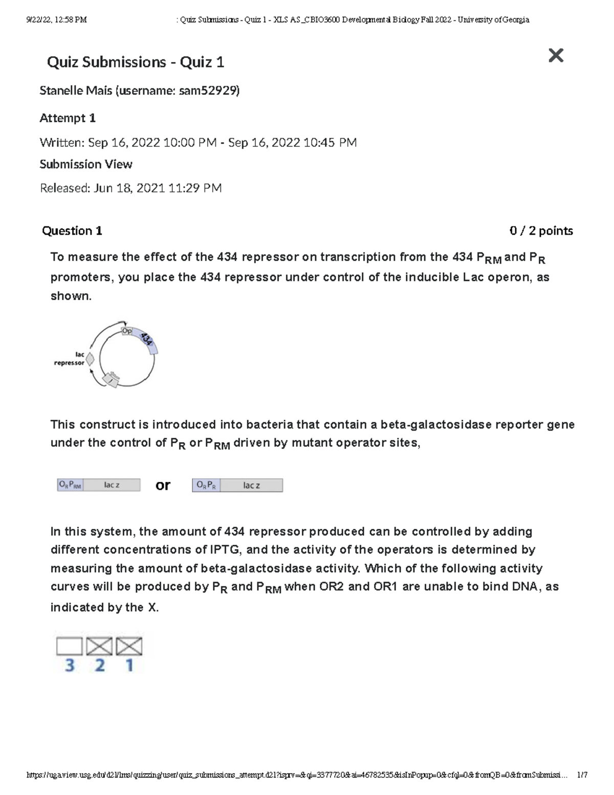 Quiz 1 - XLS AS CBIO3600 Developmental Biology Fall 2022 - University ...