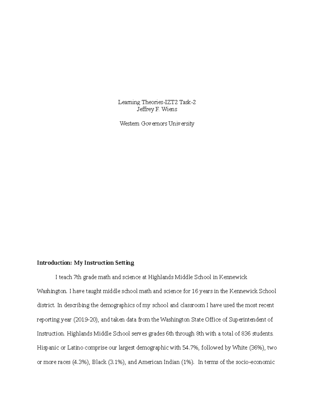 IZT2 Task-2 Learning Theories - Learning Theories-IZT2 Task- Jeffrey F ...