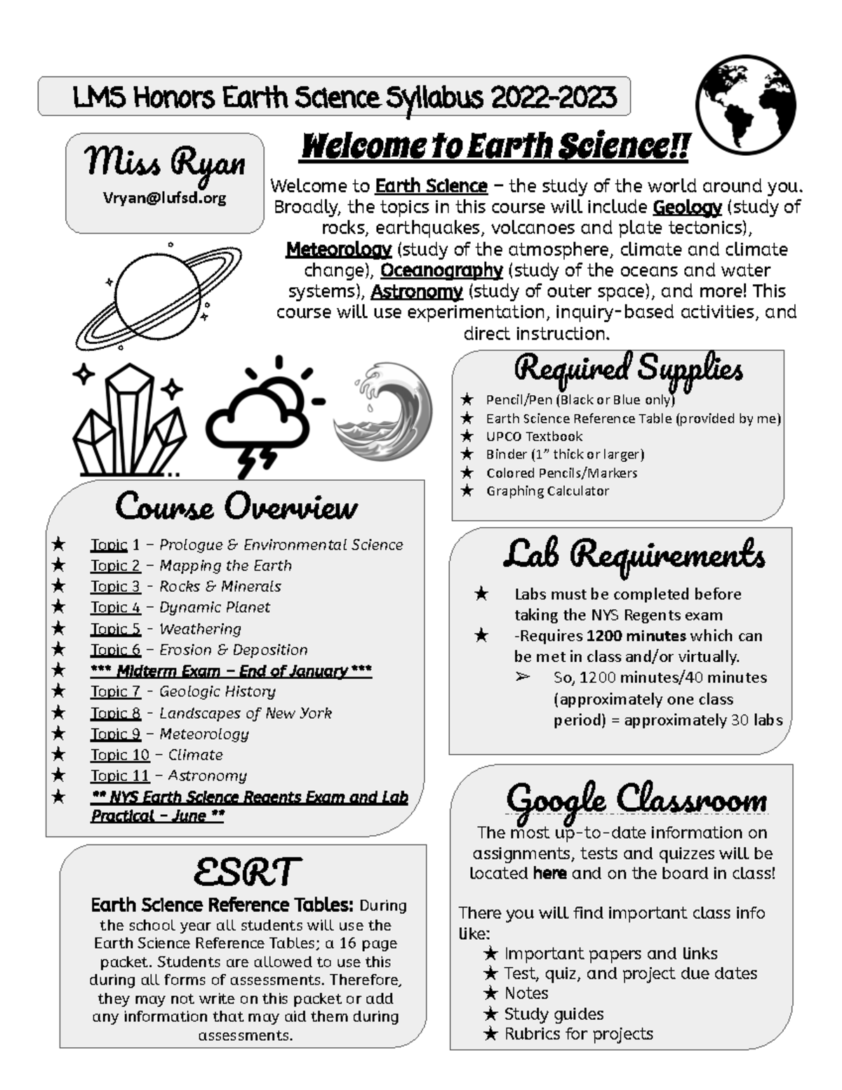 Copy of Honors Earth Science Syllabus 2022-2023 - Welcome to Earth ...