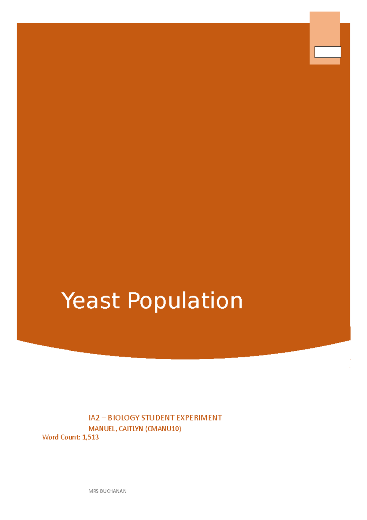 IA2 - (18 20) - student - Phys - Yeast Population Word Count: 1, IA2 ...