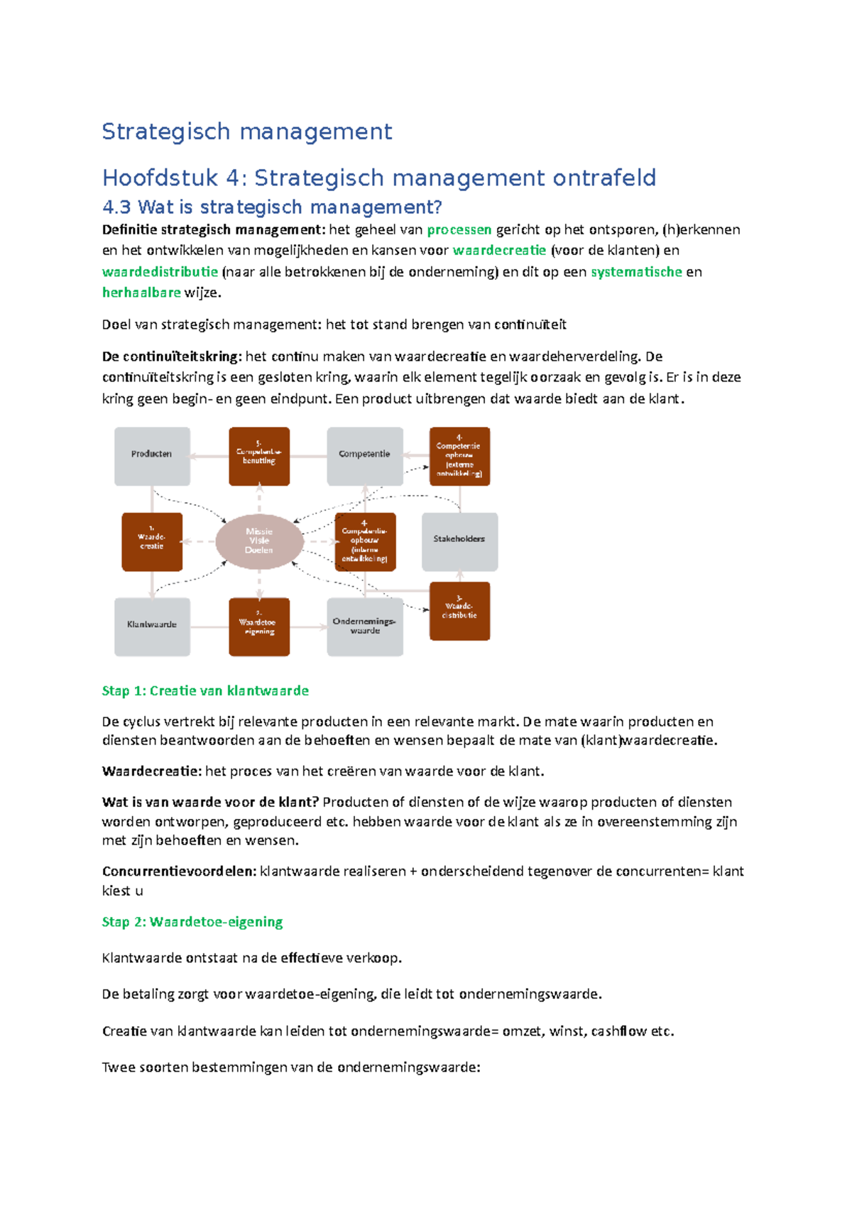 Strategisch Management - Doel van strategisch management: het tot stand ...