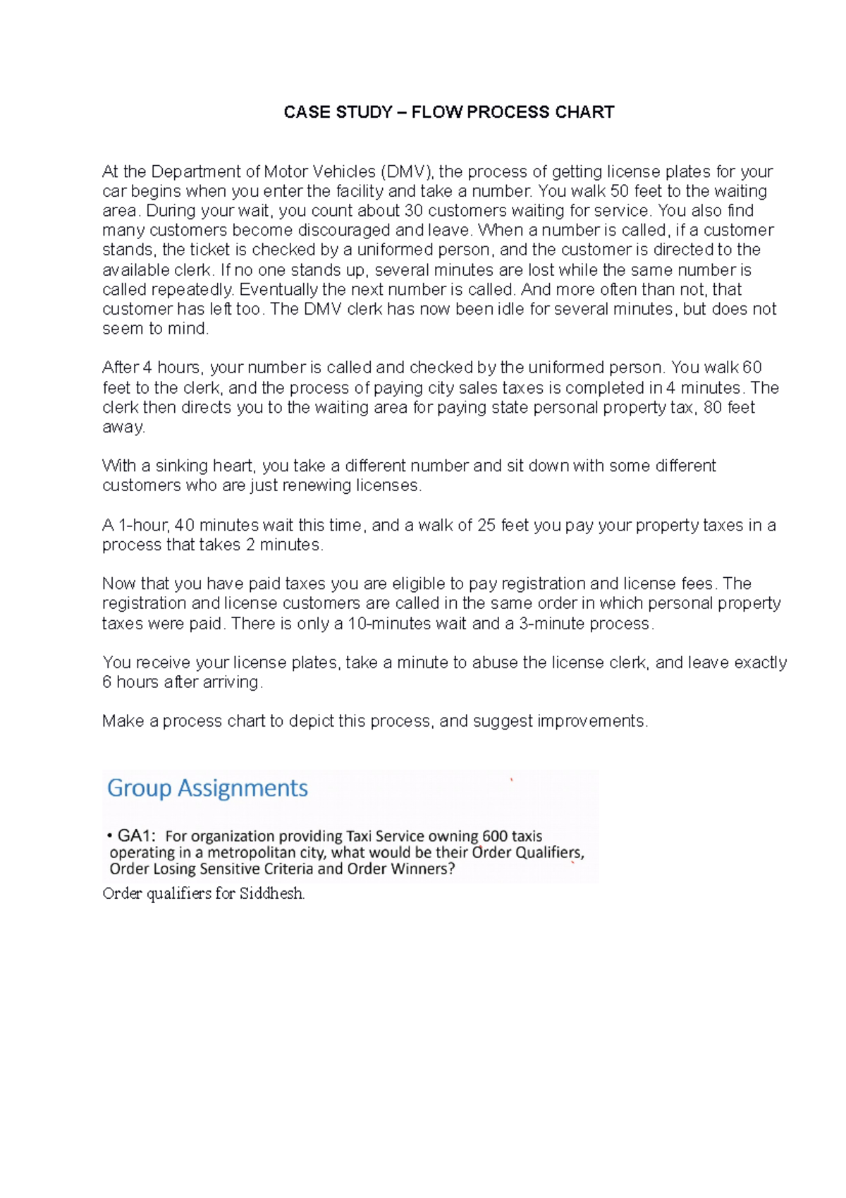 Case Study FPC - CASE STUDY – FLOW PROCESS CHART At the Department of ...