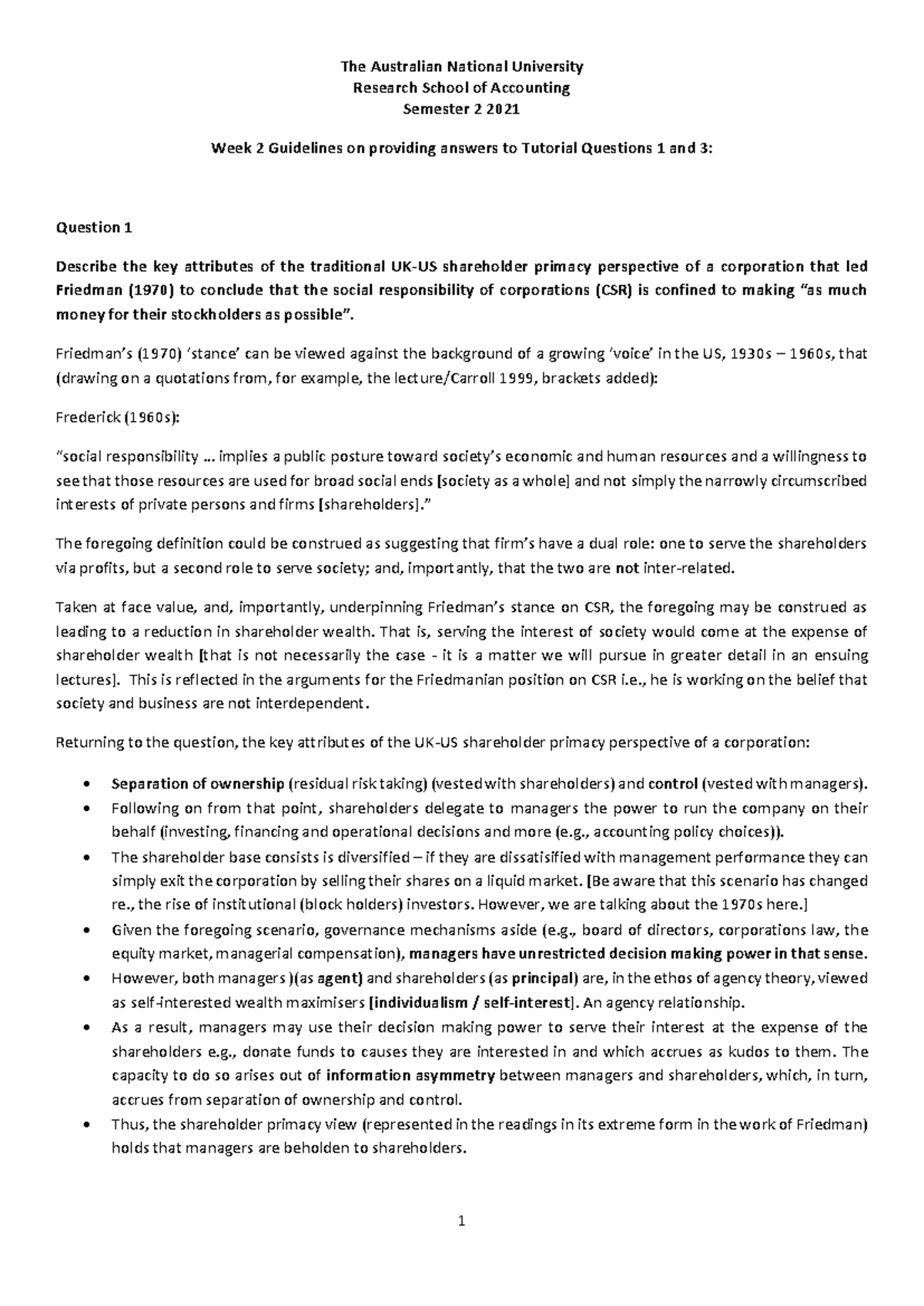 Guidelines Tutorial Qs Week 2 - 1 The Australian National University Research School of ...