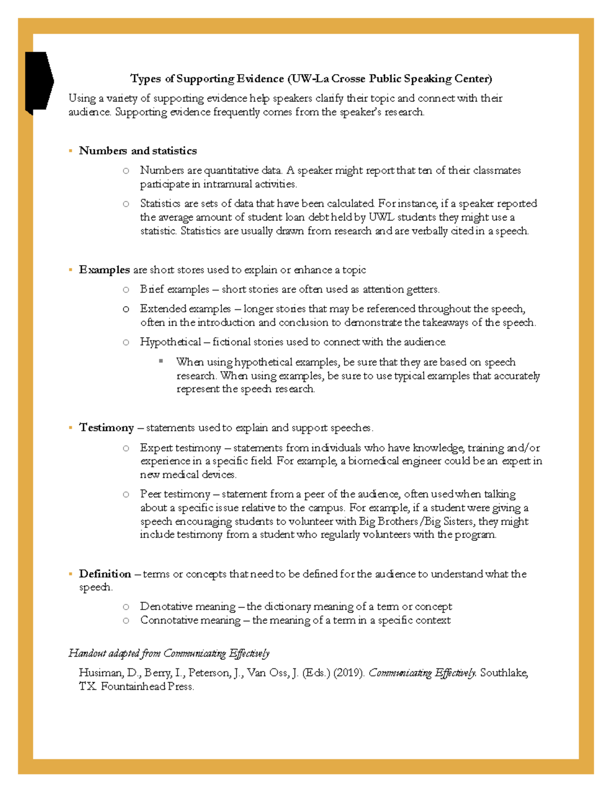 Types of Supporting Evidence - Supporting evidence frequently comes ...