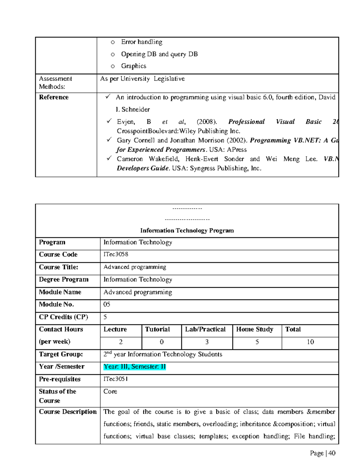Advanced Java IT BSc New curriculum 2013 final - Page | 40 o Error ...