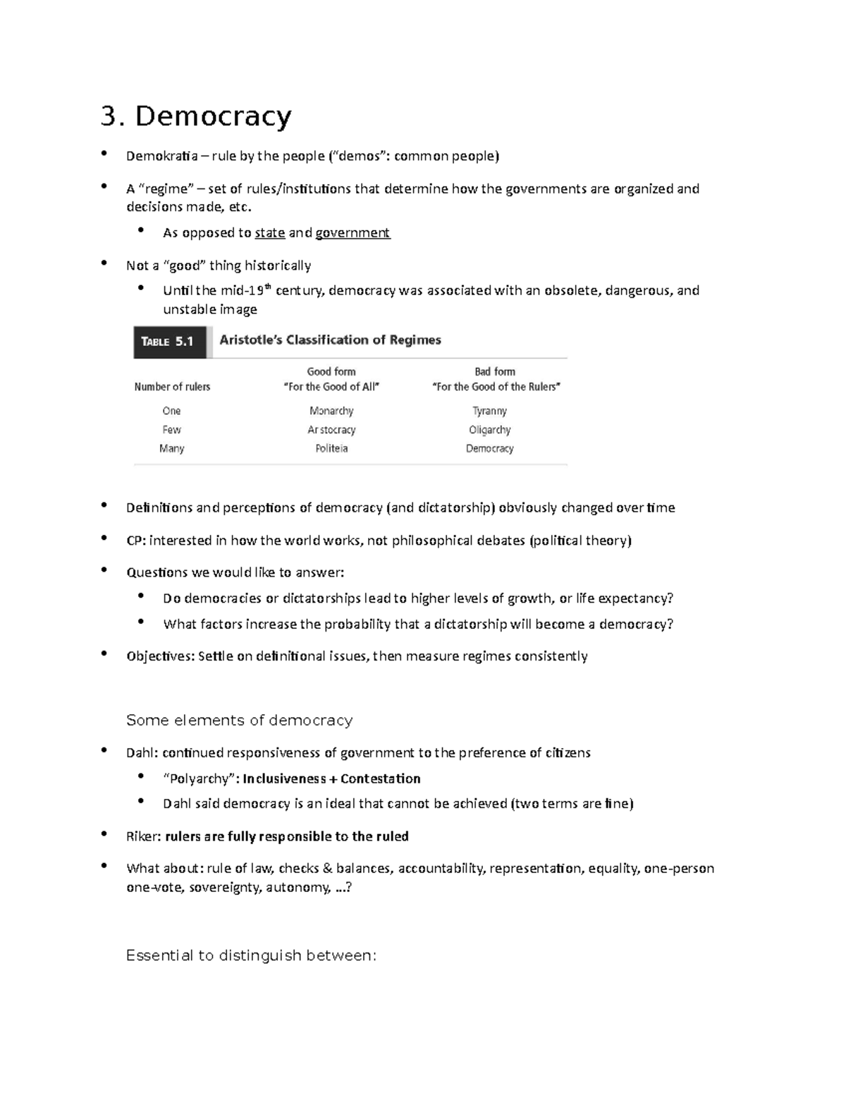 Lecture Notes - POLI2105 - Lec3 - 3. Democracy Demokratia – rule by the ...