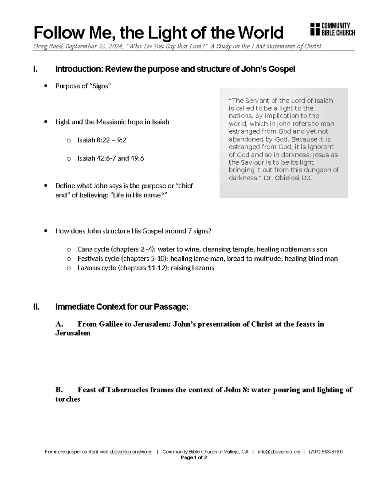 Light of world student - Bible study guides. - Follow Me, the Light of ...