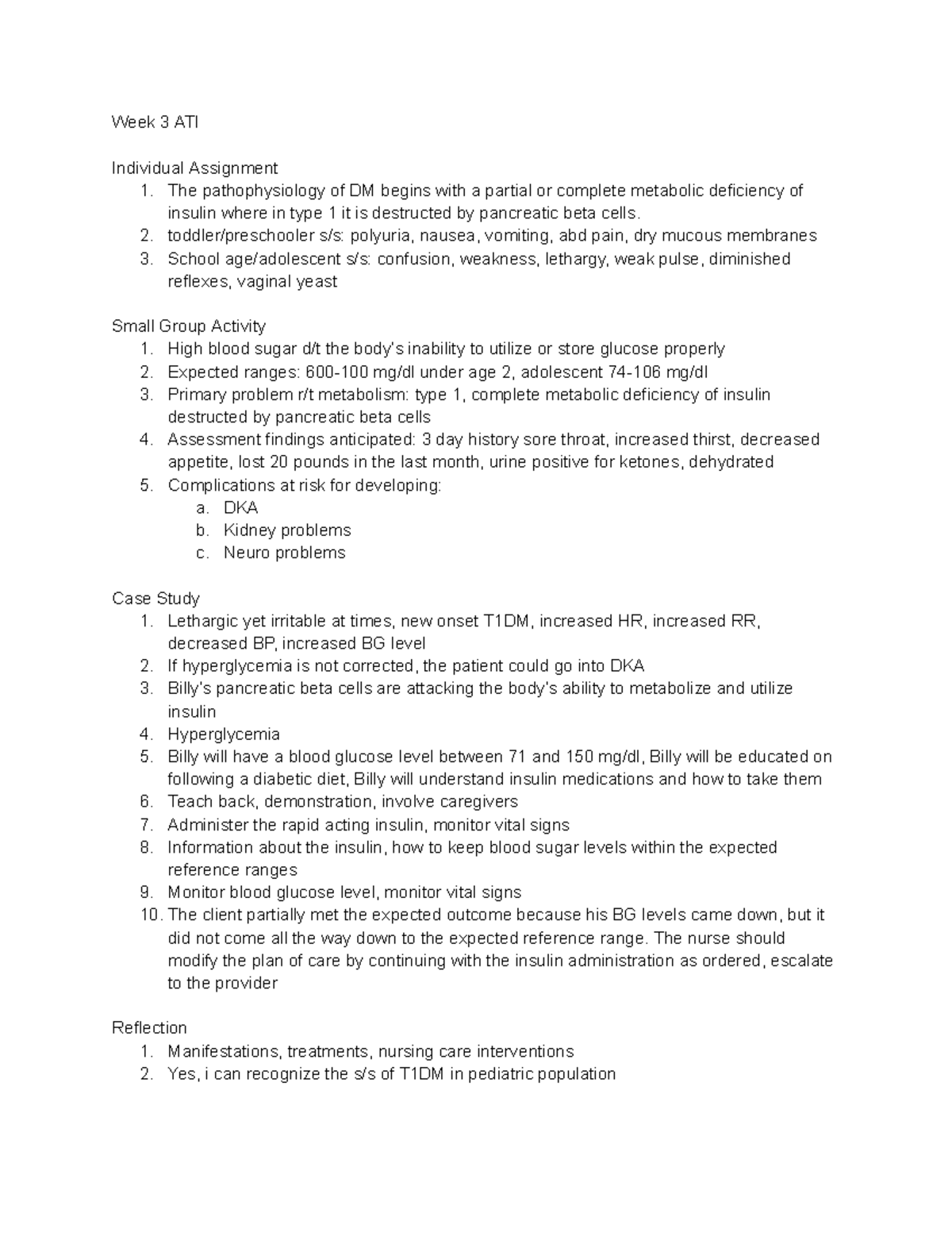 ATI Case Study Clinical Assignment - Week 3 ATI Individual Assignment 1 ...