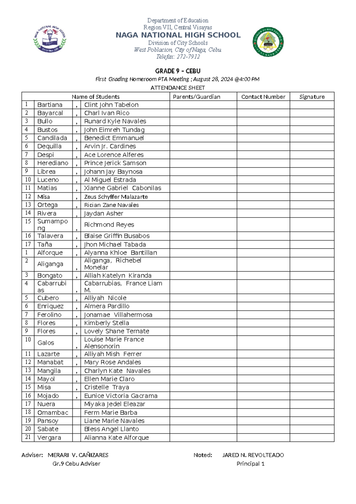 Homeroom PTA Meeting - tfvhh - Region VII, Central Visayas NAGA ...