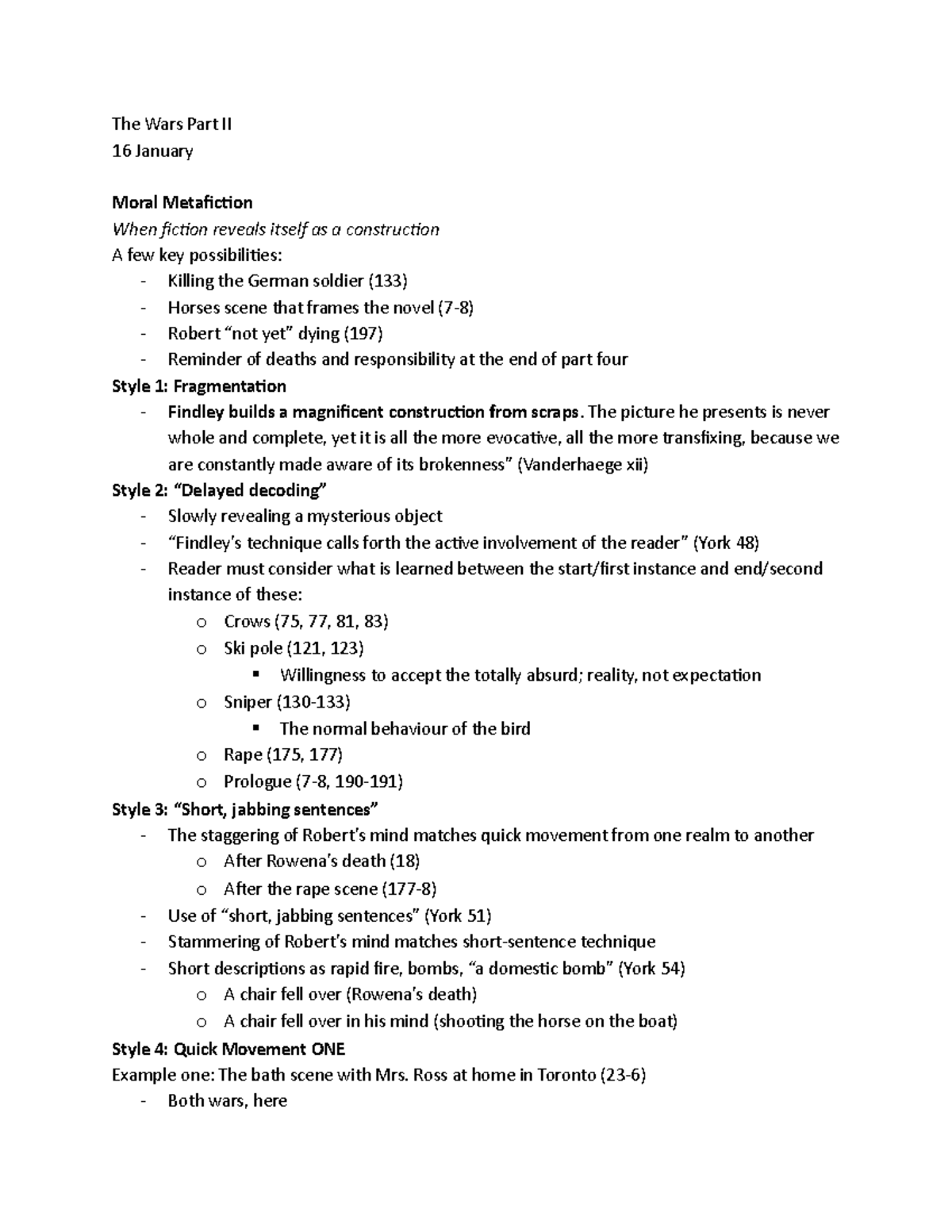 The Wars Part II - Prof. Rob Winger - The Wars Part II 16 January Moral ...