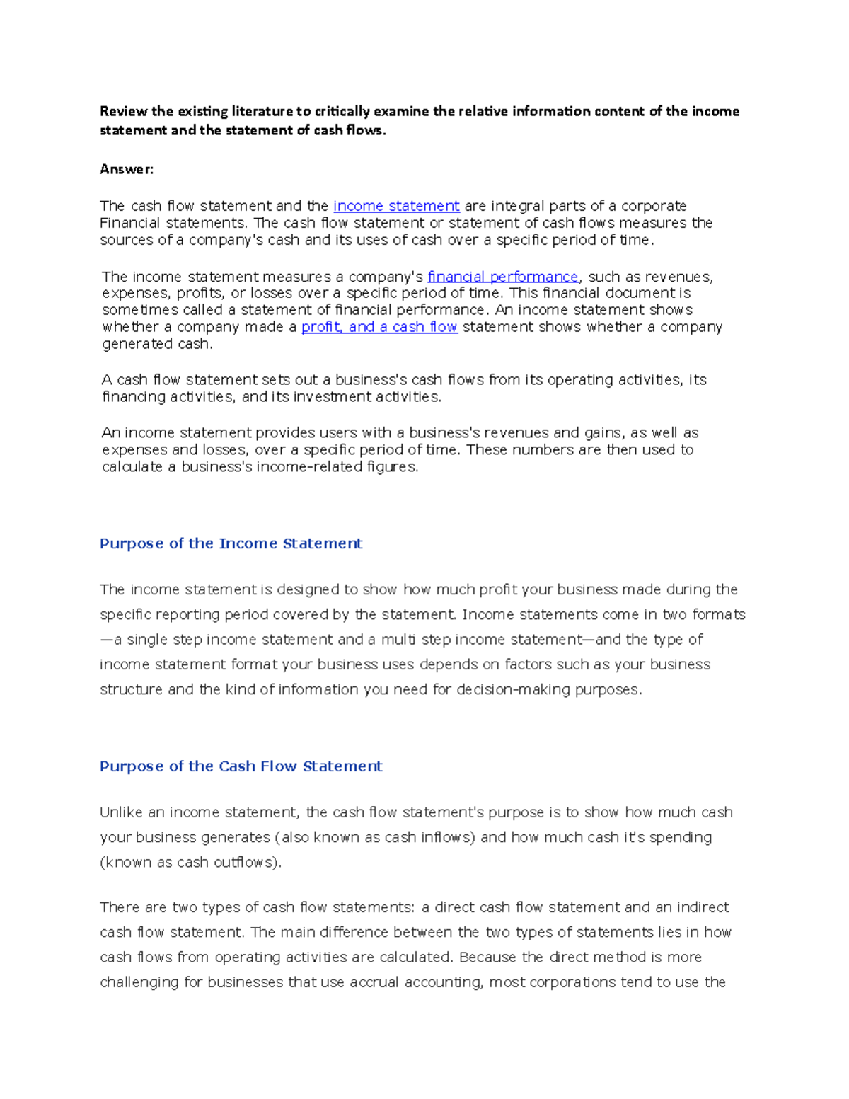 assignment solved for part A - Review the existing literature to ...