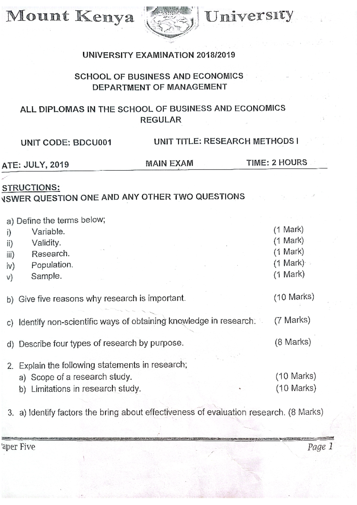 Principles of practice and management 1204 - Mount Kenya University ...