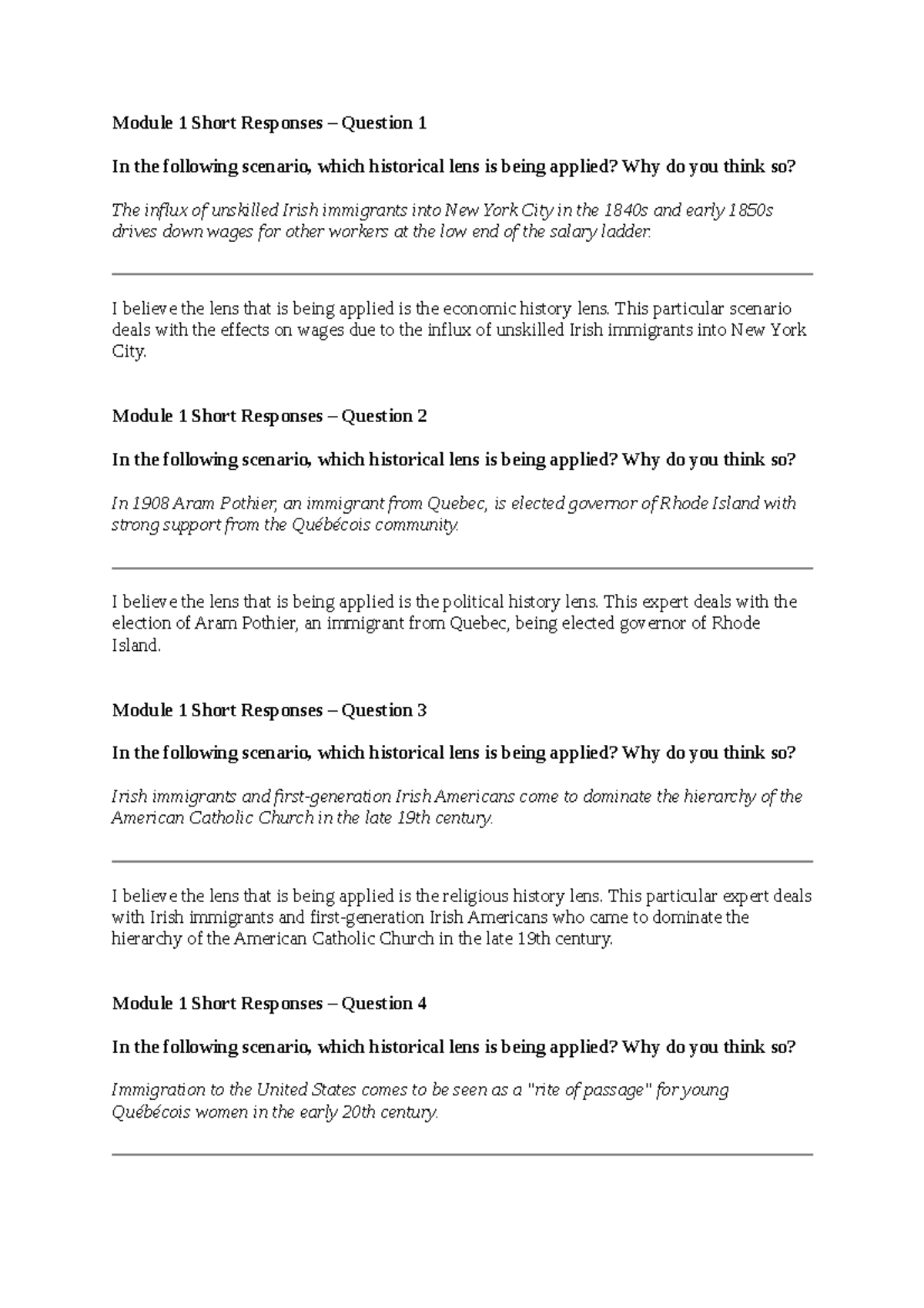 Module One Short Answer HIS 200 Applied History - Module 1 Short Responses – Question 1 In the ...