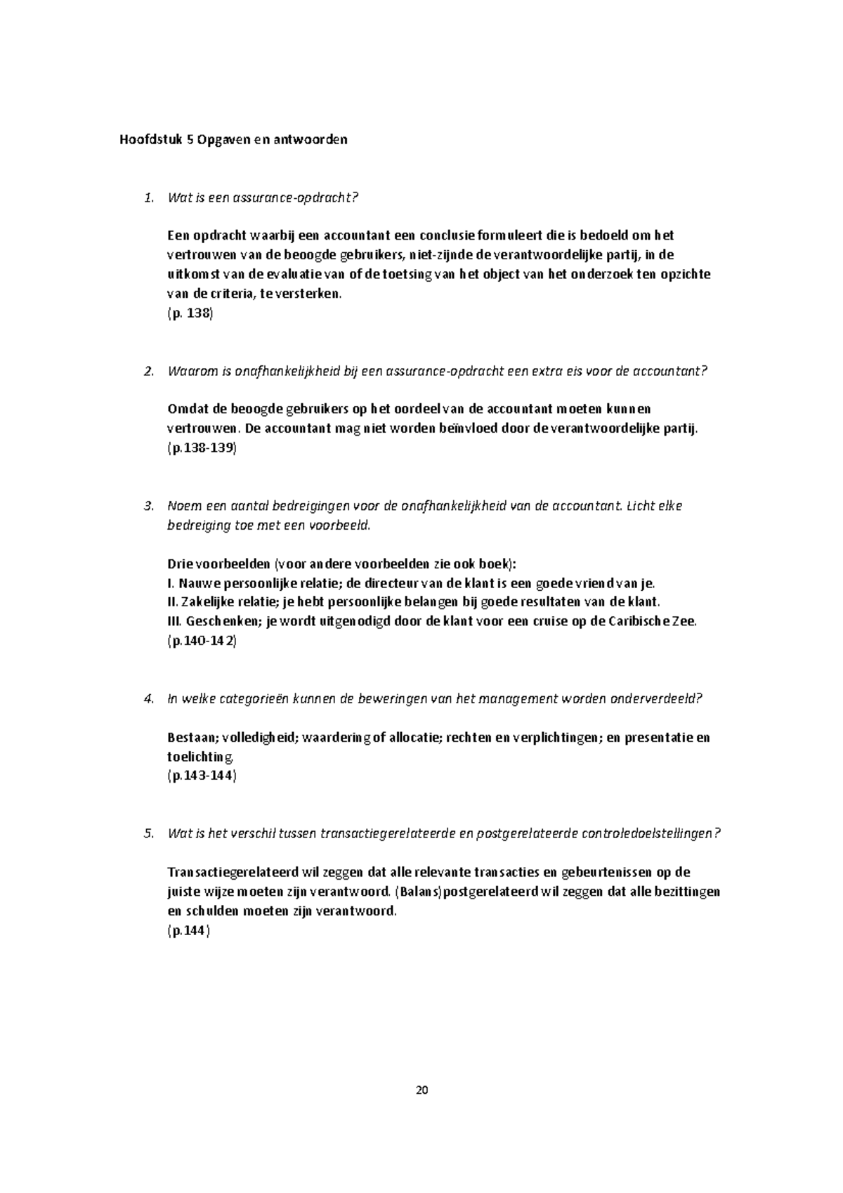 Antw H5 Boek BACC - De uitwerkingen van het boek van BAC, H5. - Hoofdstuk 5 Opgaven en ...