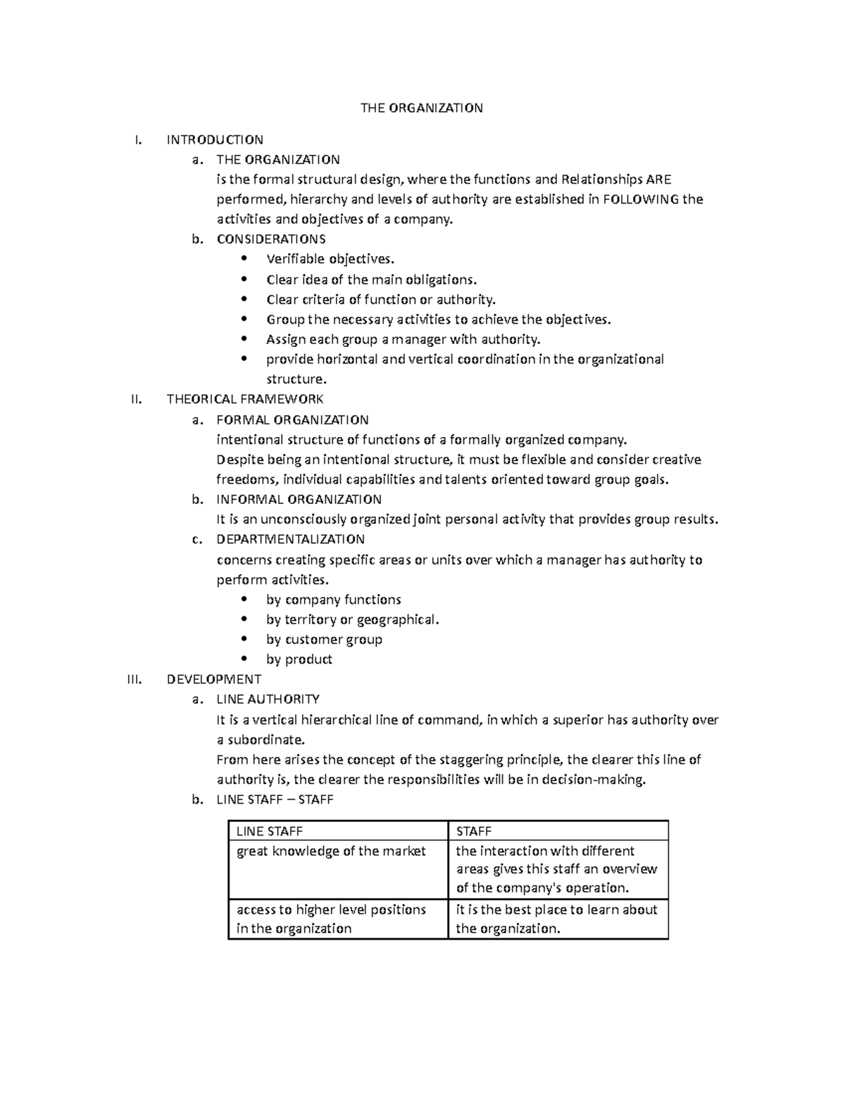 THE Organization - THE ORGANIZATION I. INTRODUCTION a. THE ORGANIZATION ...