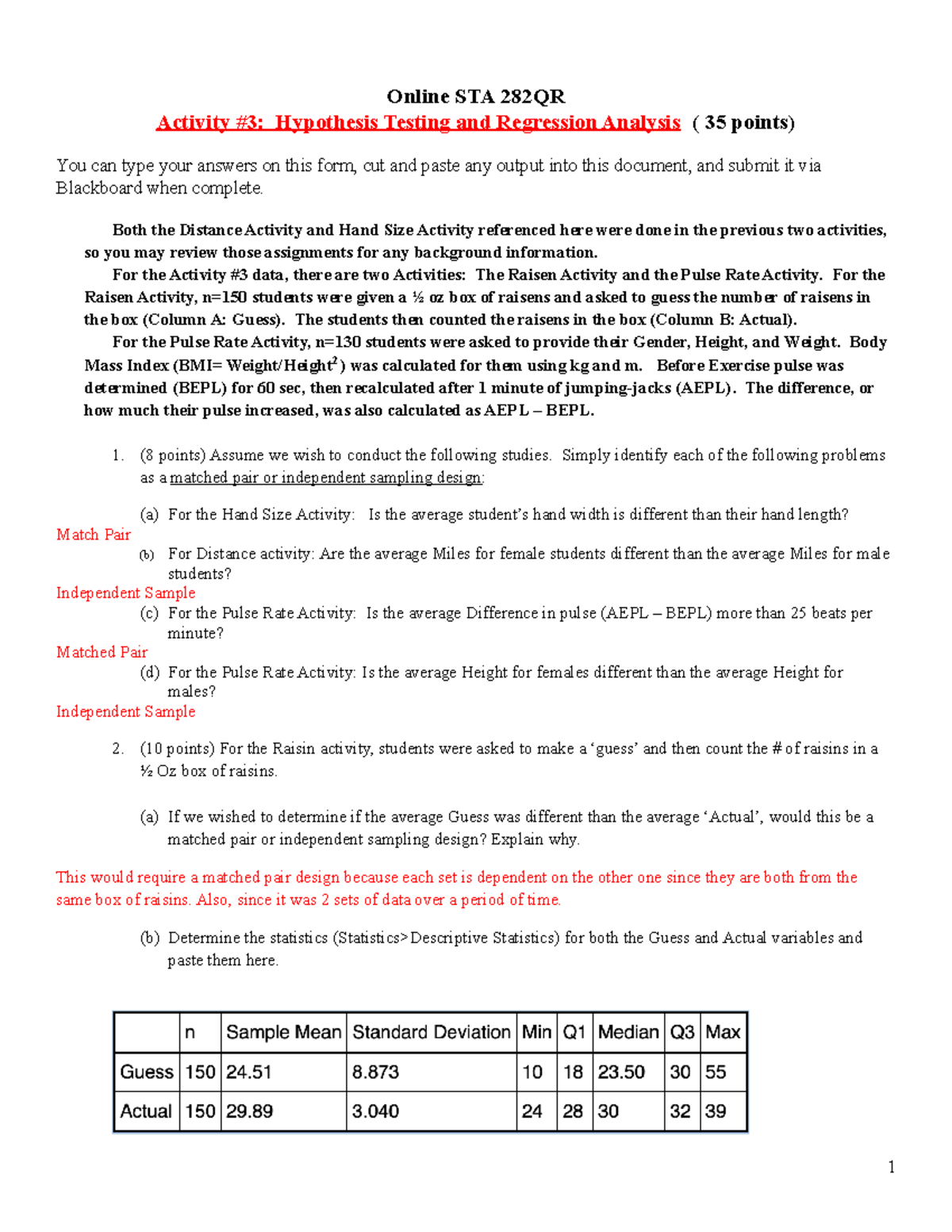 Activity #3 Worksheet - Online STA 282QR Activity #3: Hypothesis ...