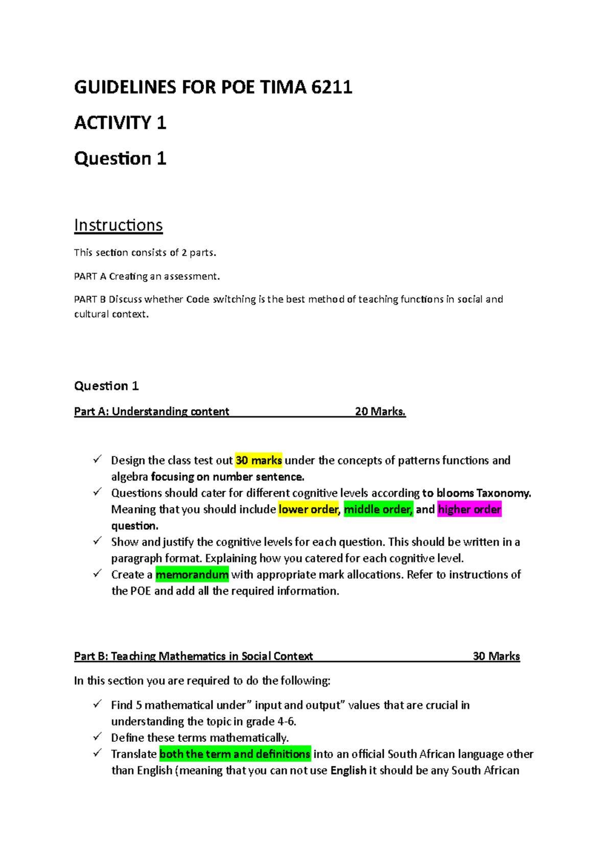 Guidelines FOR POE TIMA 6211 2024 - GUIDELINES FOR POE TIMA 621 1 ...