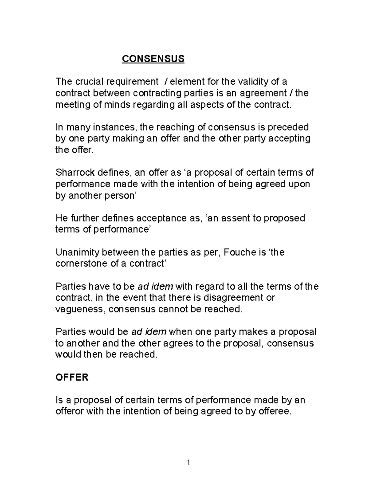 Consensus - consesus proceeds from contract - CONSENSUS The crucial ...